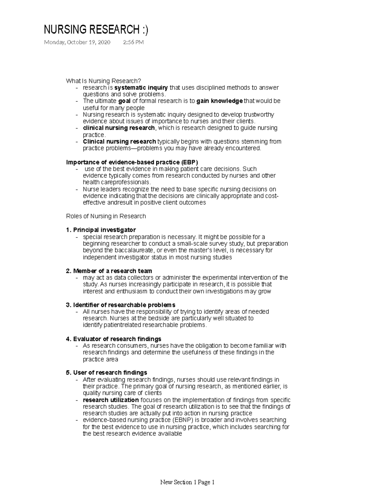 Nursing Research Notes-converted - New Section 1 Page 1 NURSING ...