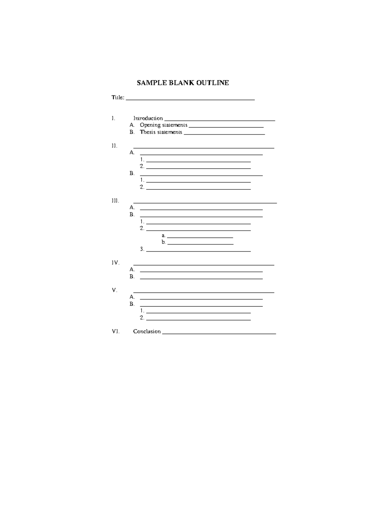 W03. Outline Examples-2 - SAMPLE BLANK OUTLINE Title