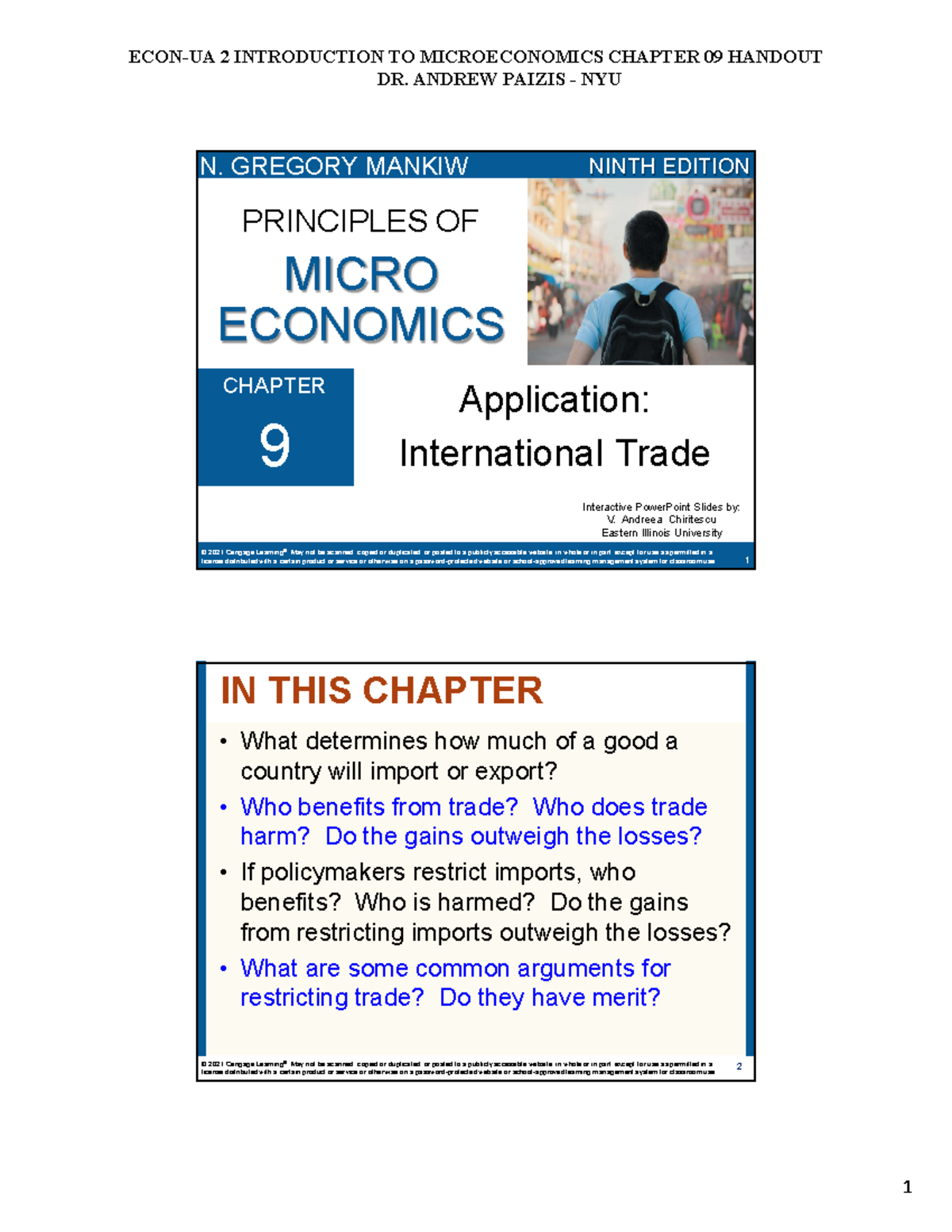 Introduction to Microeconomics Chapter 9: International Trade - Studocu