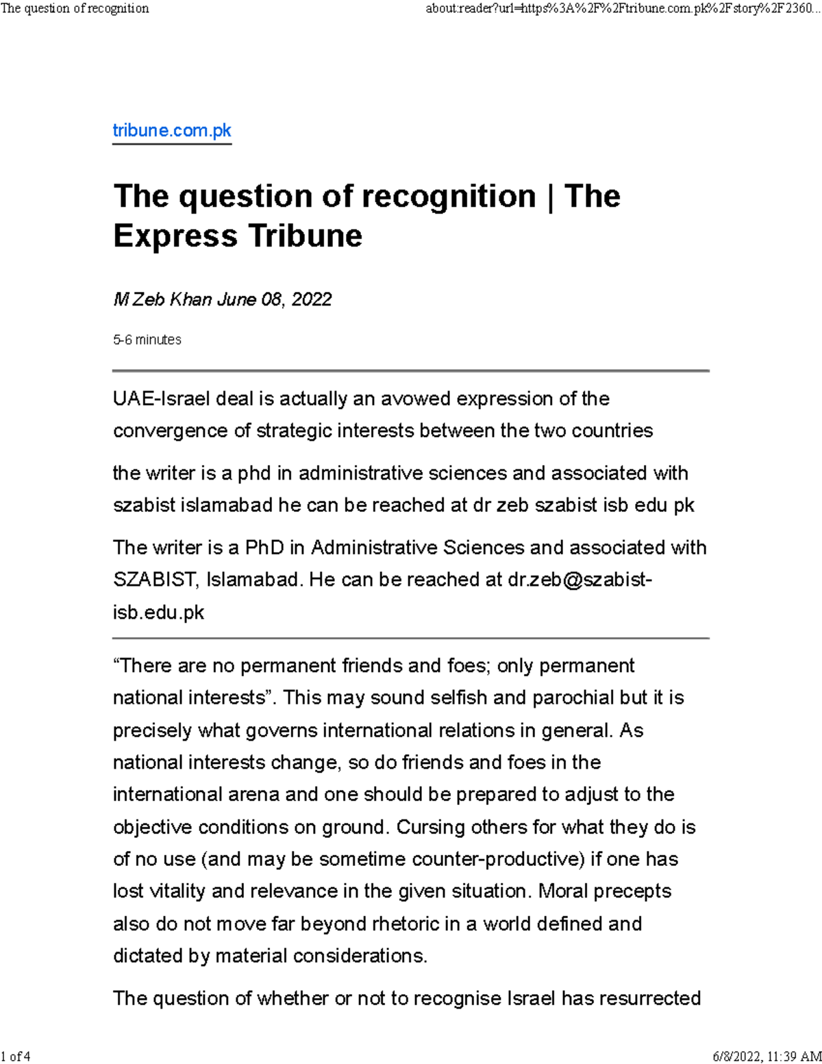 The question of recognition - tribune.com The question of recognition ...