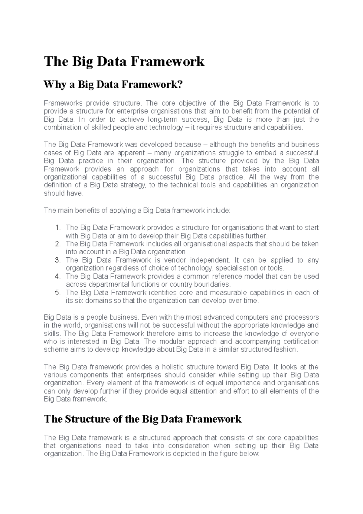 The Big Data Framework - The core objective of the Big Data Framework ...