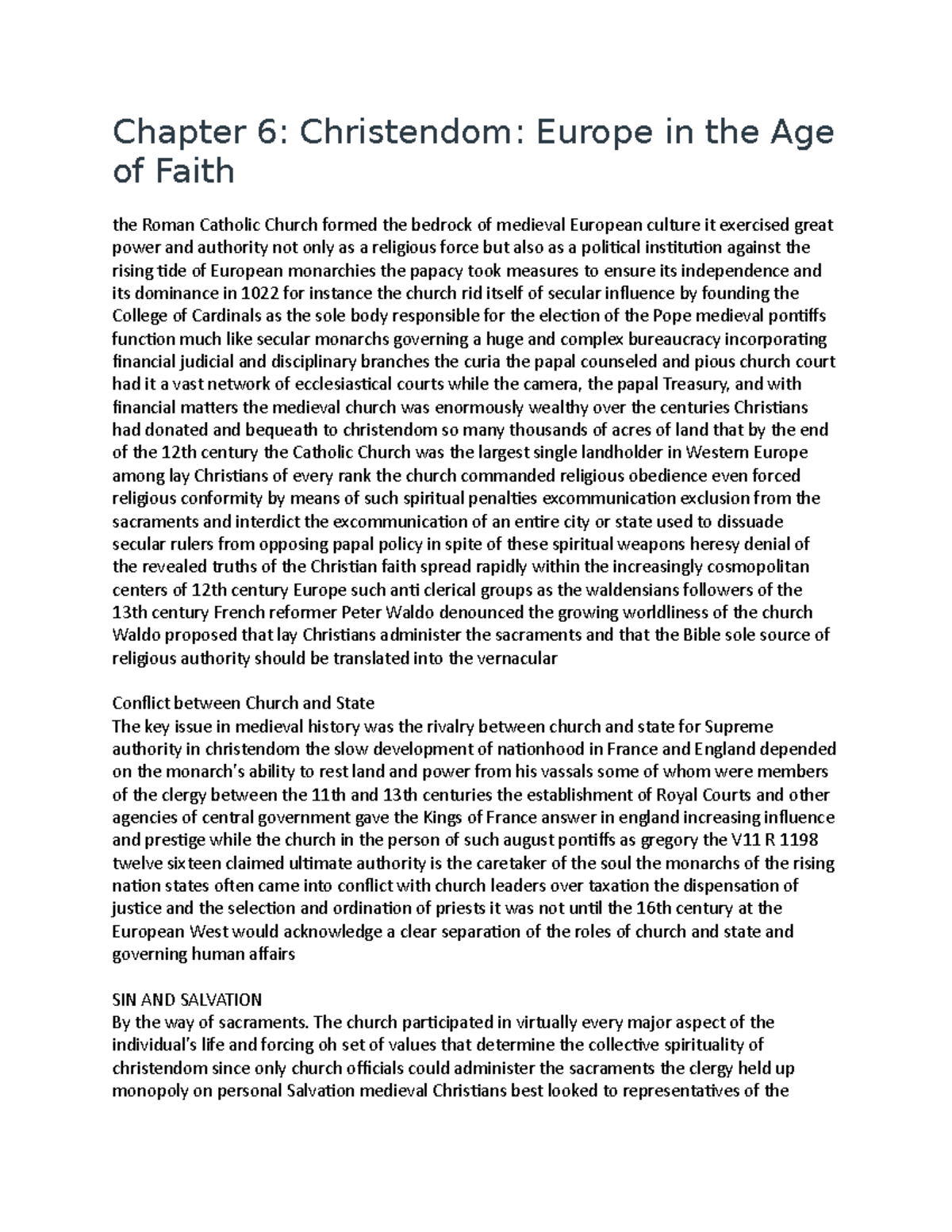 Christendom- Europe in the Age of Faith - Chapter 6: Christendom ...
