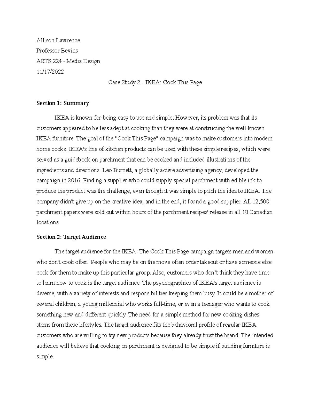 ART 224 Case Study #2 - Allison Lawrence Professor Bevins ARTS 224 ...