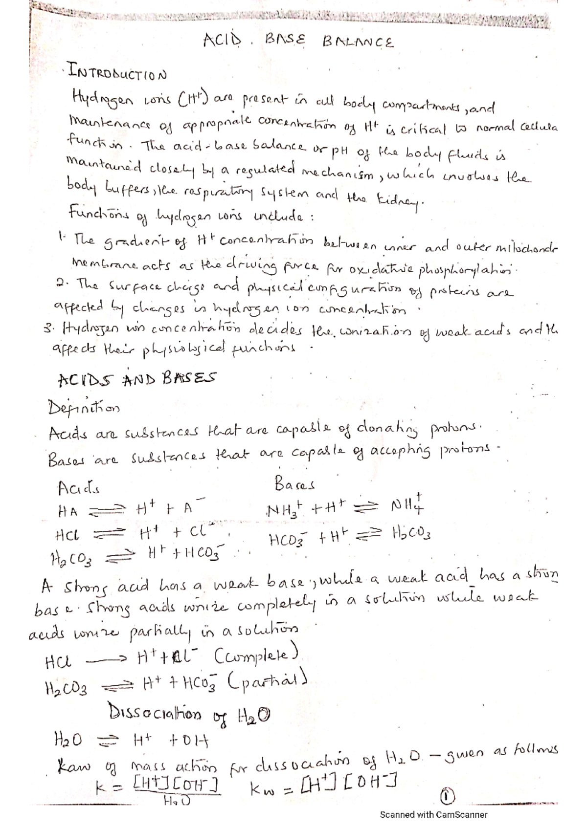 BCH material on Acid-Base balance - ACID BASE BALANCE INTRODUCTION ...