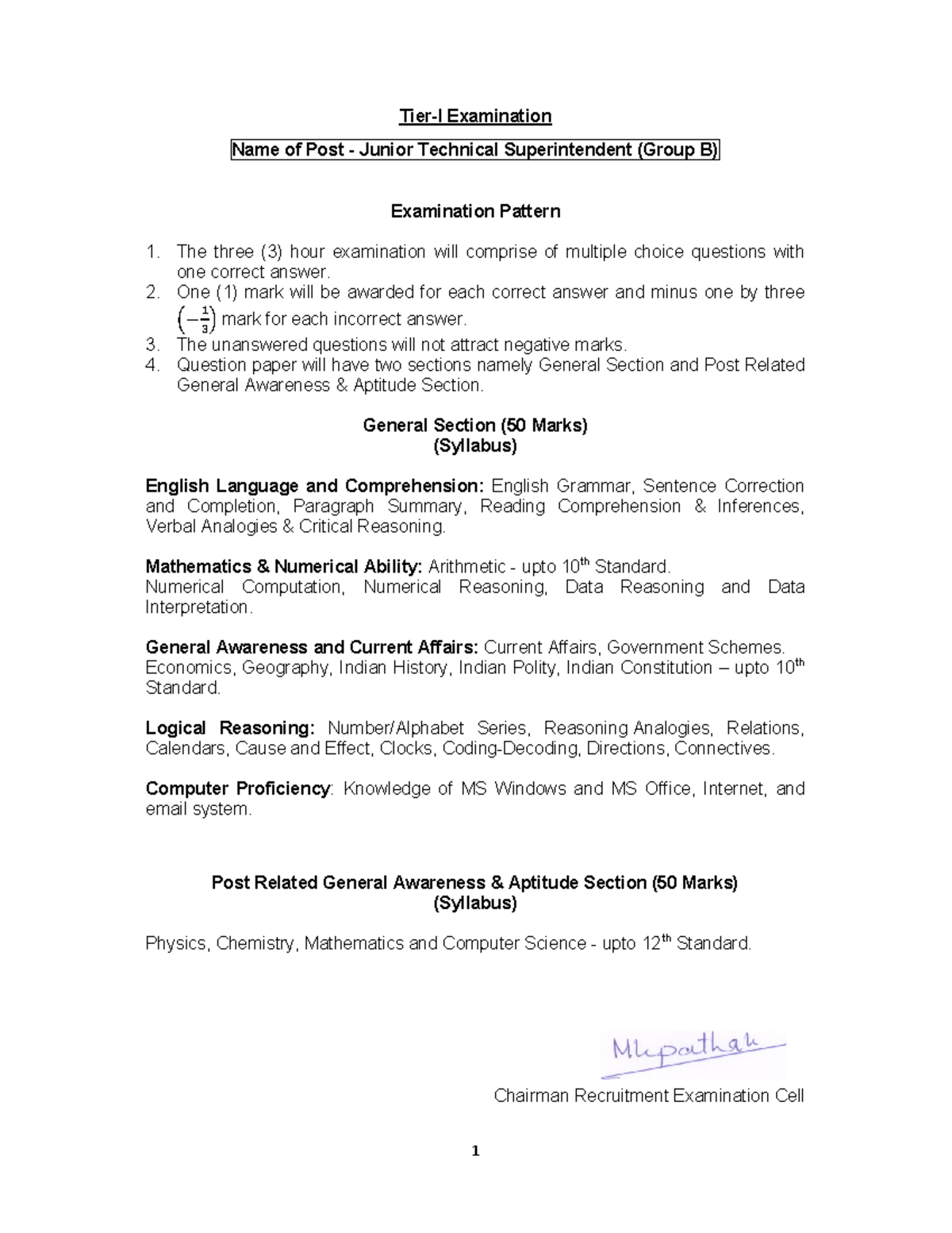 Iit roorkee syllabus for competitive exam - Tier-I Examination Name of ...