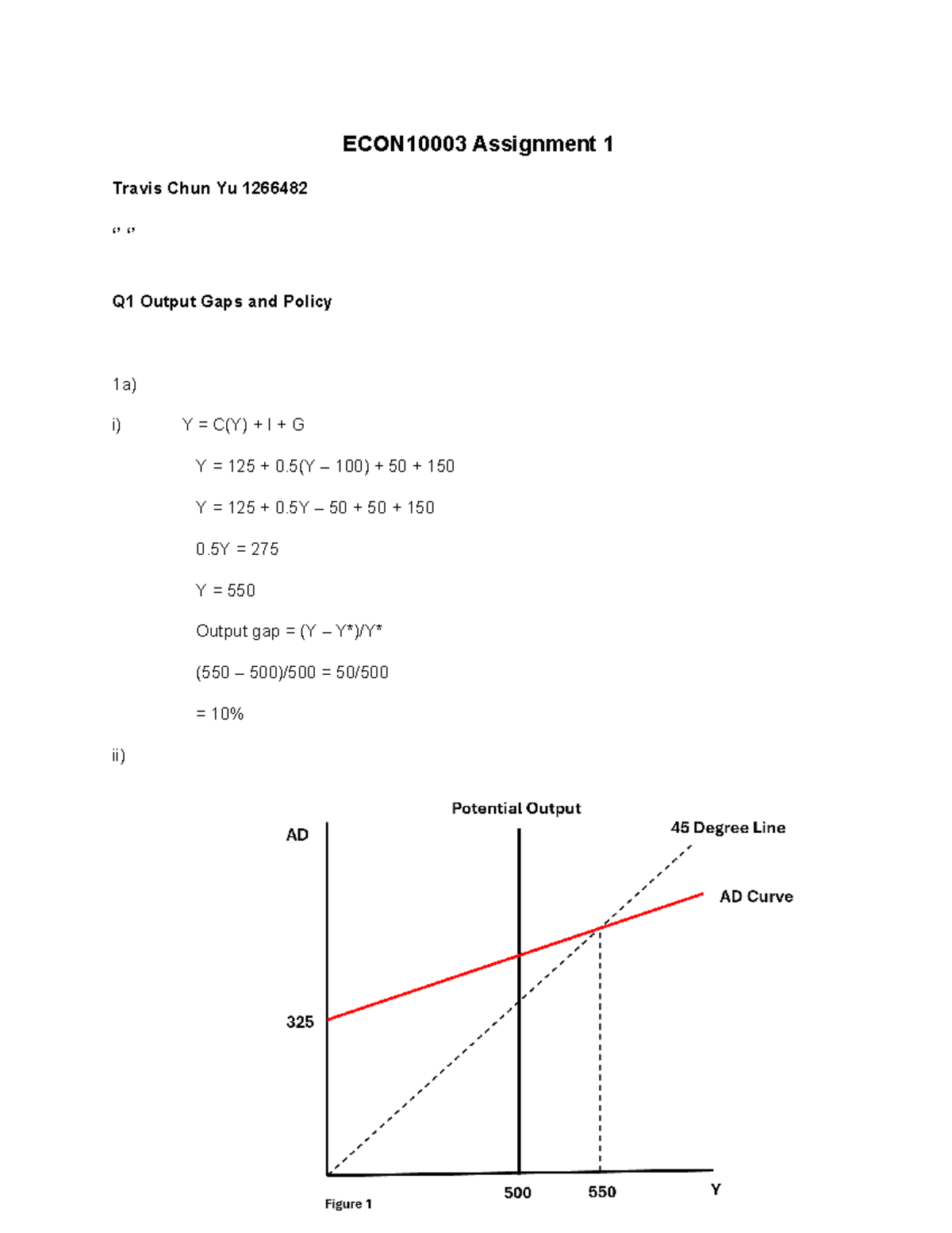Macro Assignment 1 Q2 - ECON10003 Assignment 1 Travis Chun Yu 1266482 ...