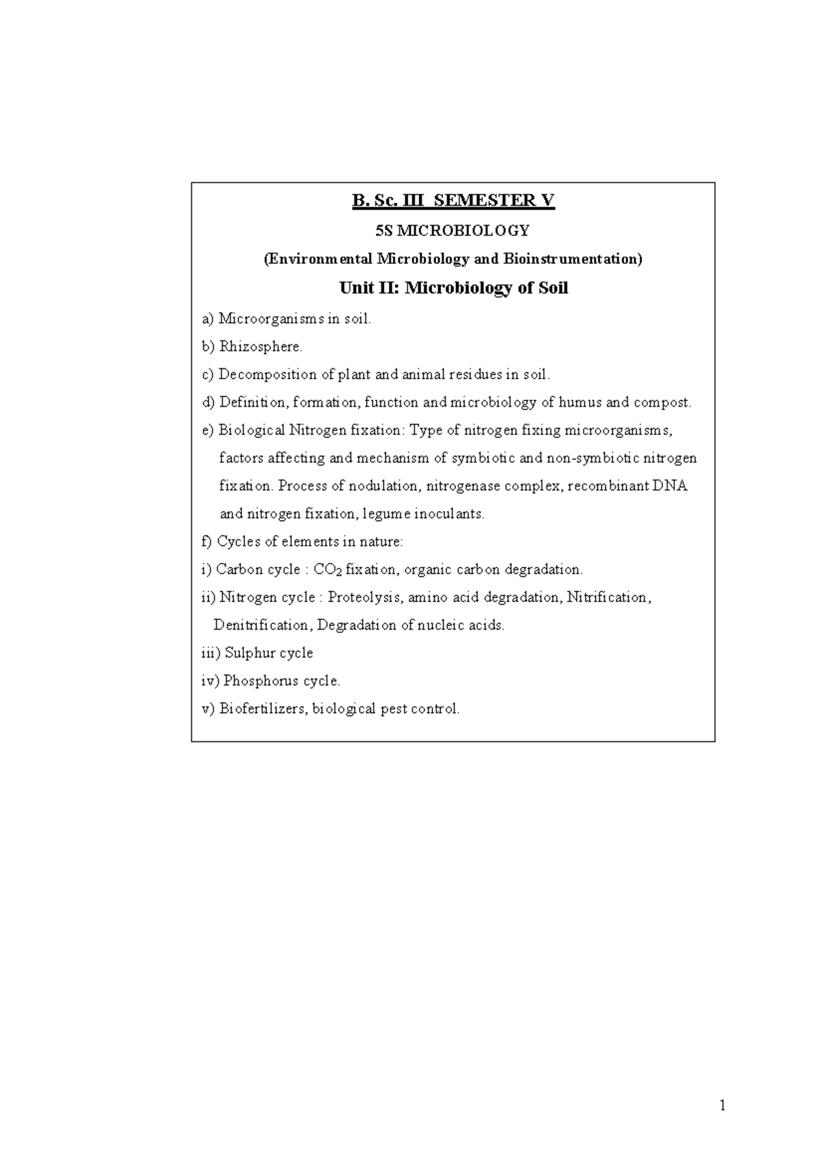 B.SC.III SEM V UNIT II Soil - B. Sc. III SEMESTER V 5S MICROBIOLOGY ...