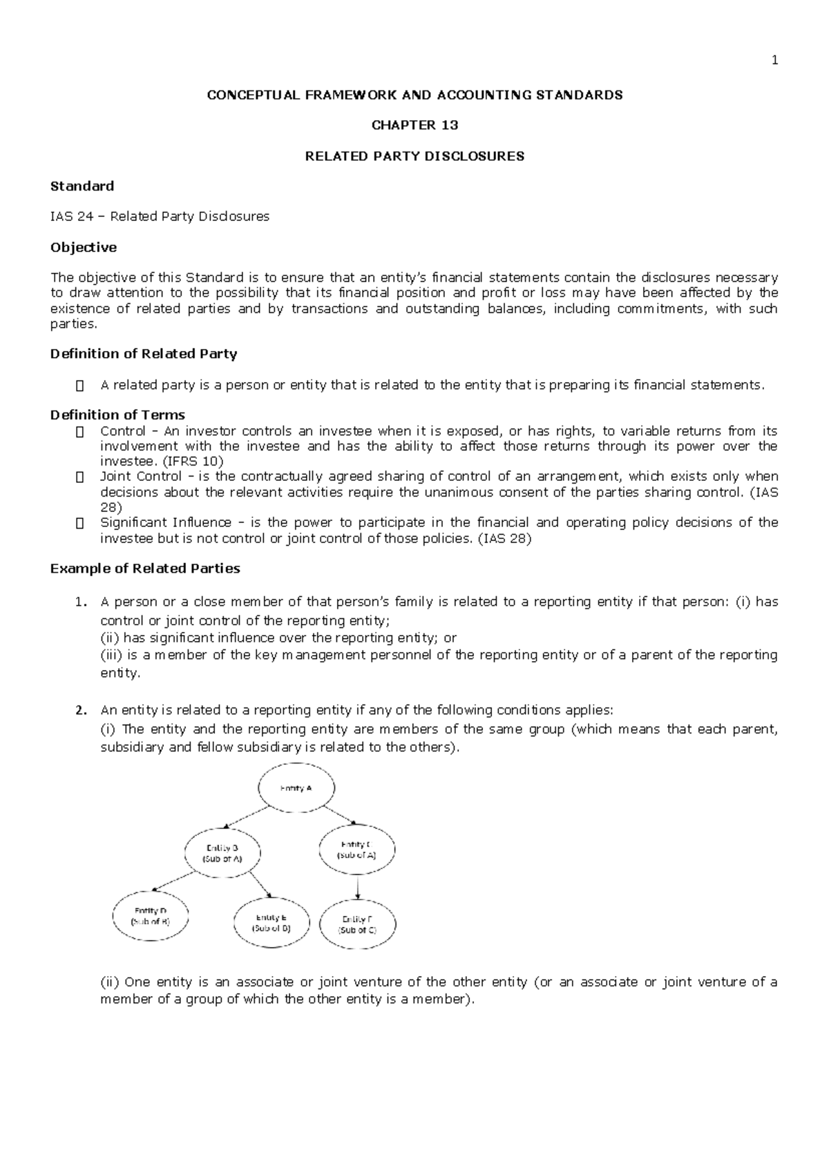 Chapter 13 - Related Party Disclosures - CONCEPTUAL FRAMEWORK AND ...