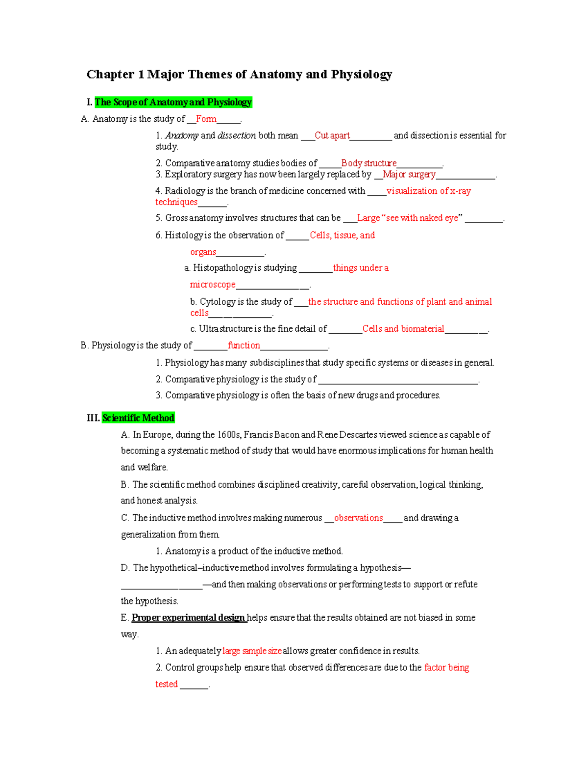 Anatomy week 1 - Chapter 1 Major Themes of Anatomy and Physiology I ...