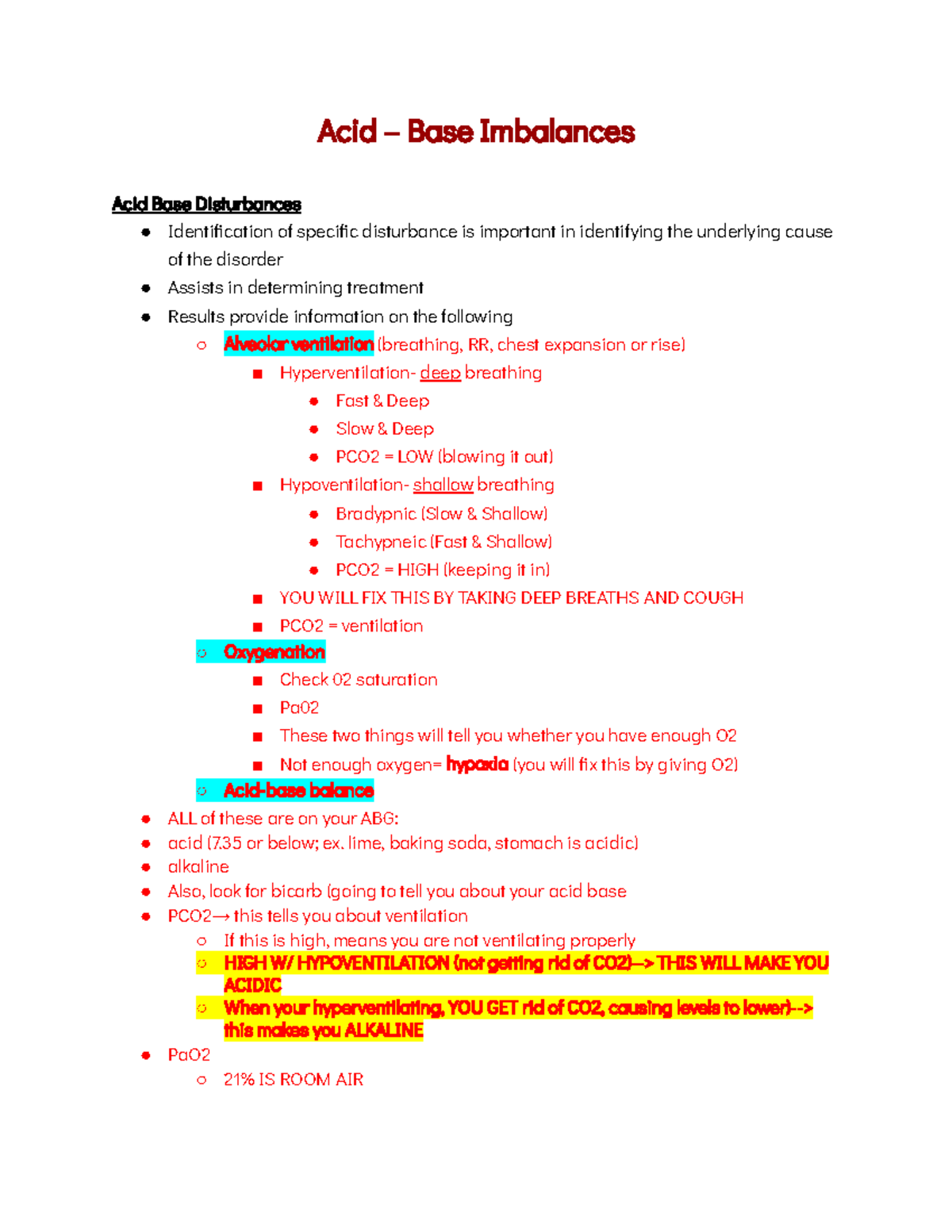 Chapter 13 Acid Base Balance - Acid – Base Imbalances Acid Base ...