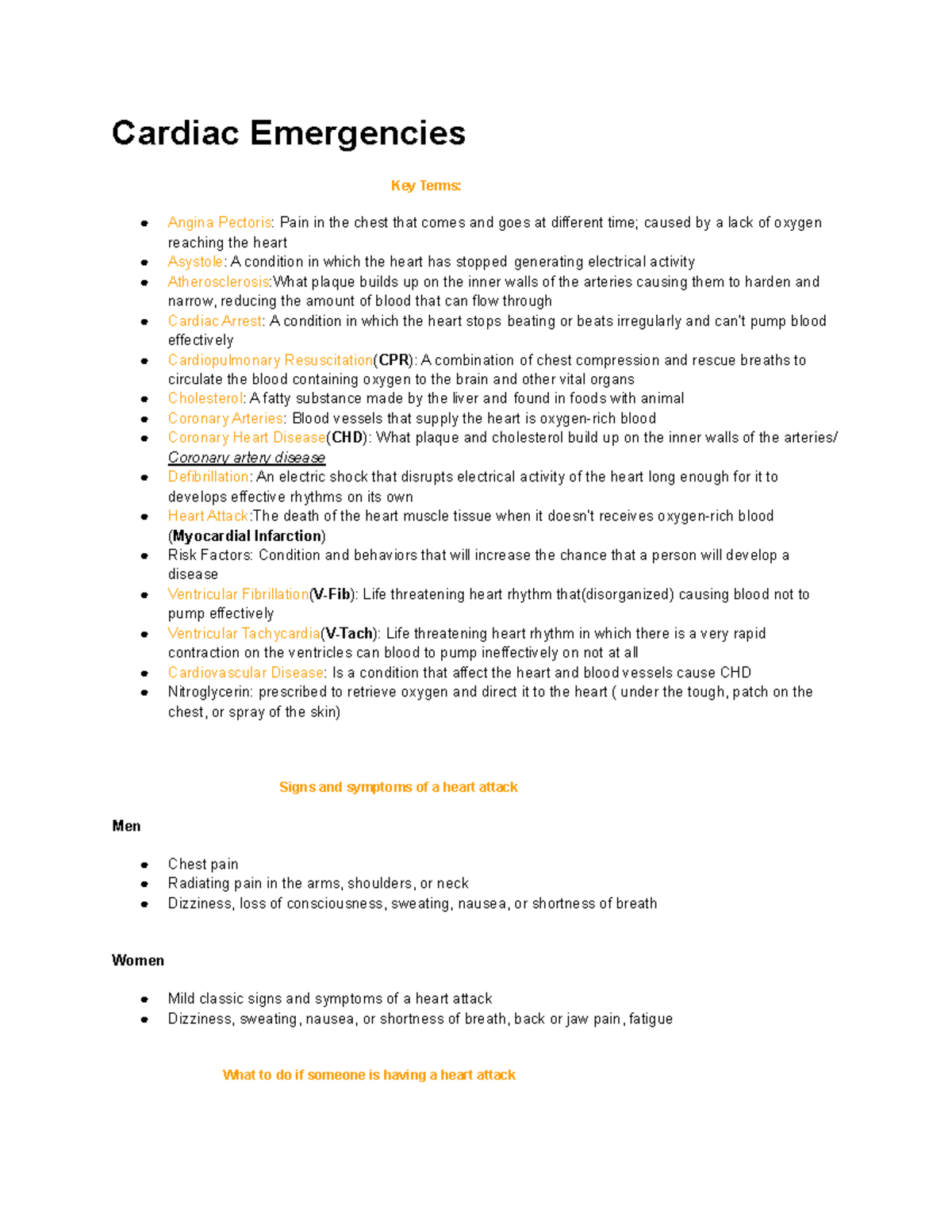 Chapter 6 Cardiac Emergencies - Cardiac Emergencies Key Terms: Angina ...