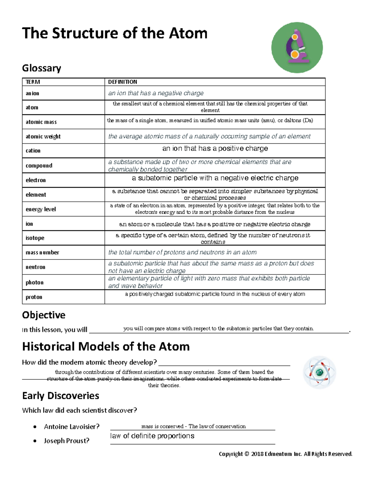 105 struc of atom - online class answers - The Structure of the Atom ...