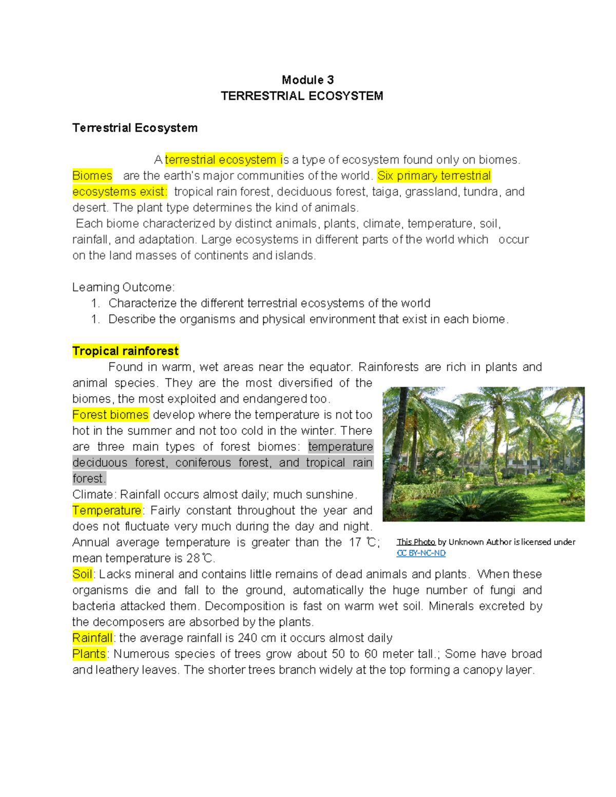 PEE-Module-3 - Module - Module 3 TERRESTRIAL ECOSYSTEM Terrestrial ...