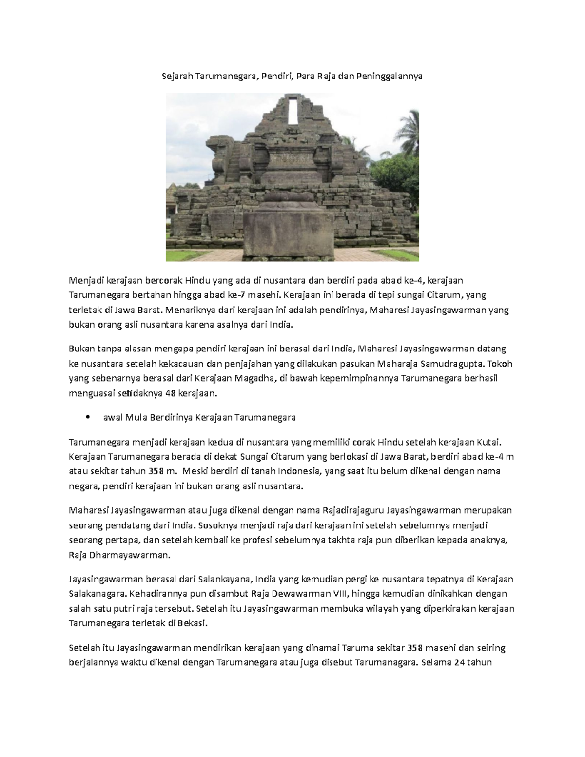 Sejarah Tarumanagara - the best - Sejarah Tarumanegara, Pendiri, Para ...