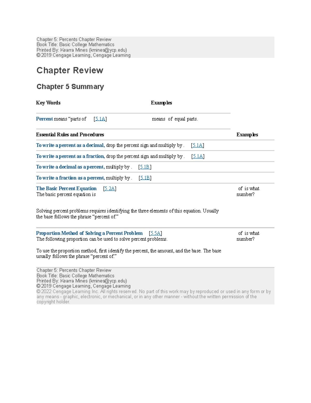 Chapter 5 - Basic college math - Chapter 5: Percents Chapter Review ...