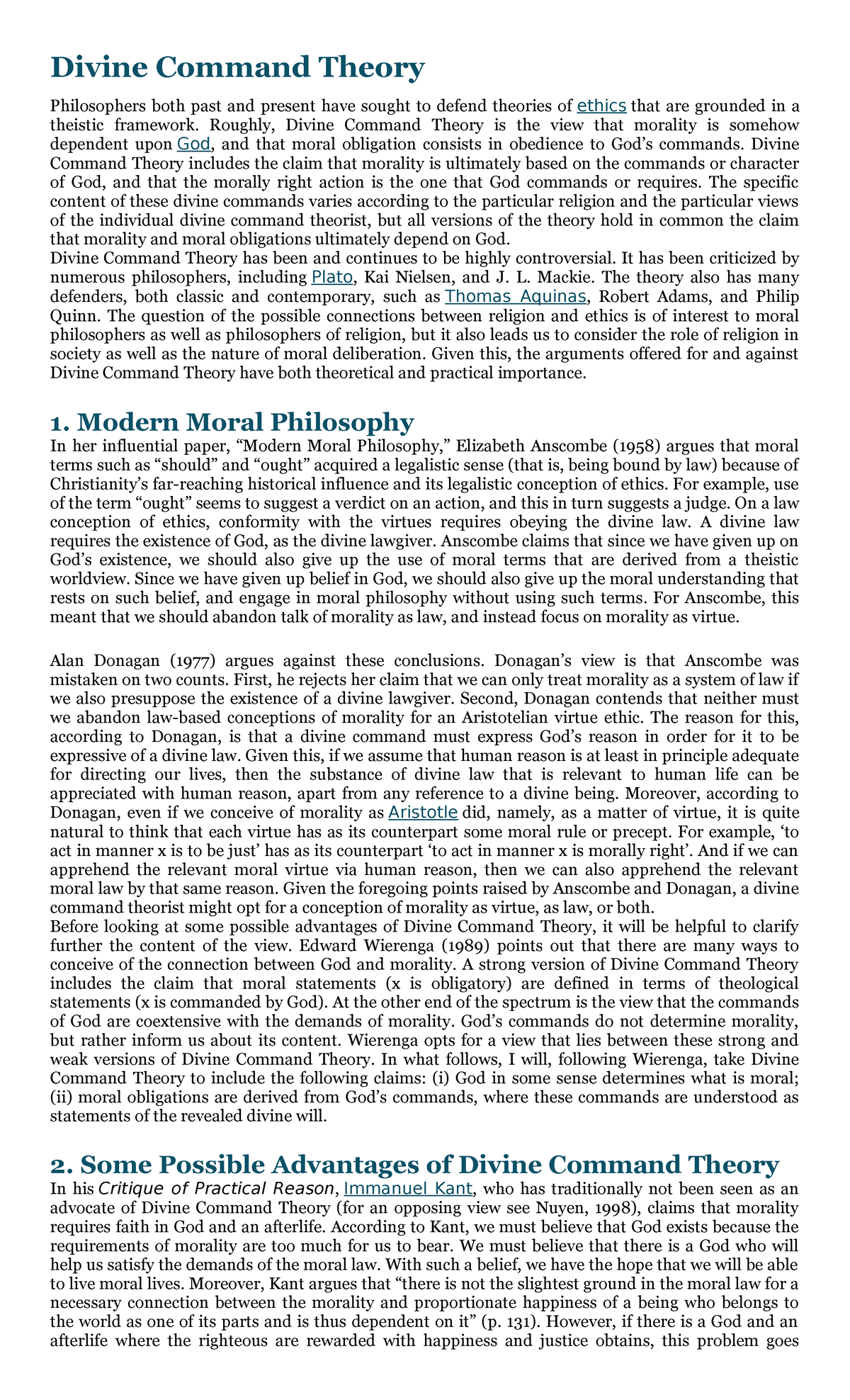 Divine Command Theory - Divine Command Theory Philosophers both past and present have sought to ...