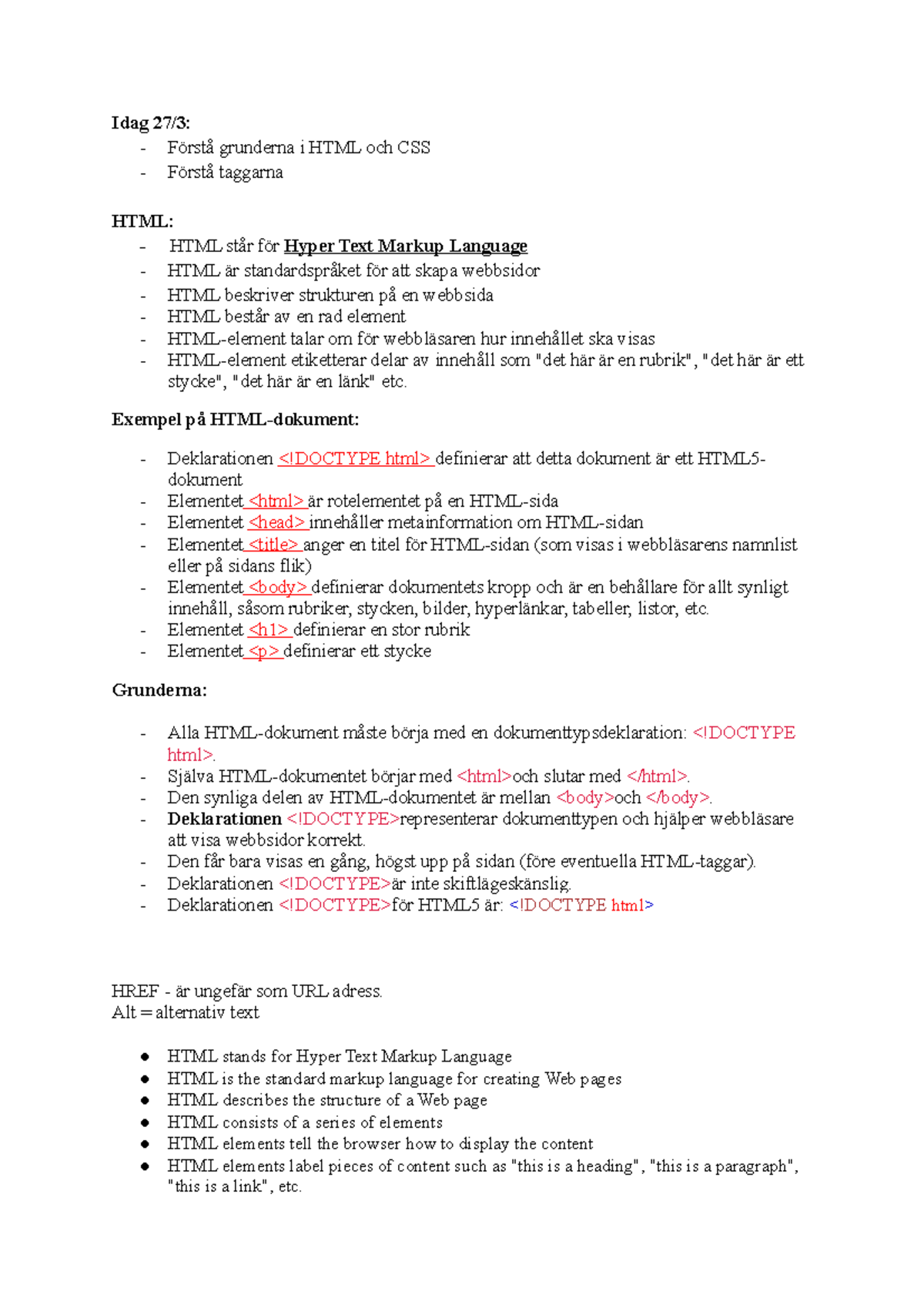 Bootcamp -databasdesign - Idag 27/3: Förstå grunderna i HTML och CSS ...