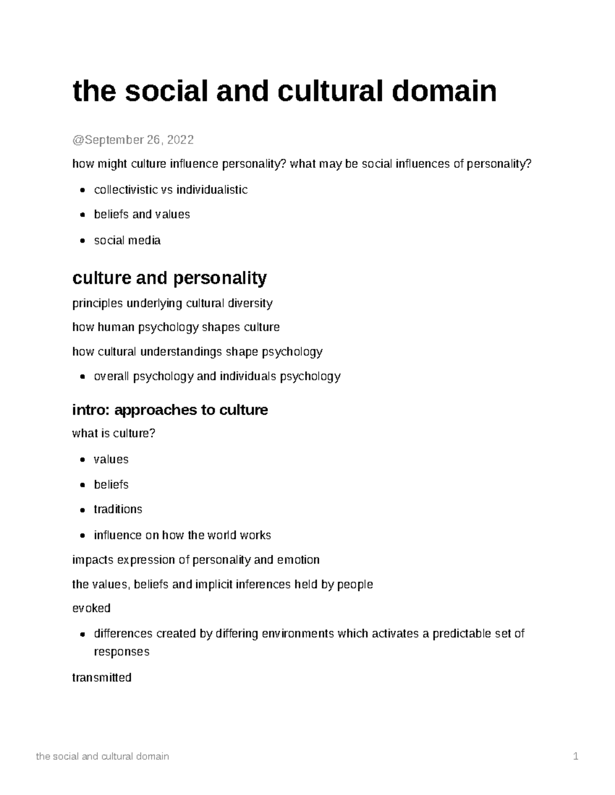 The social and cultural domain - Studocu