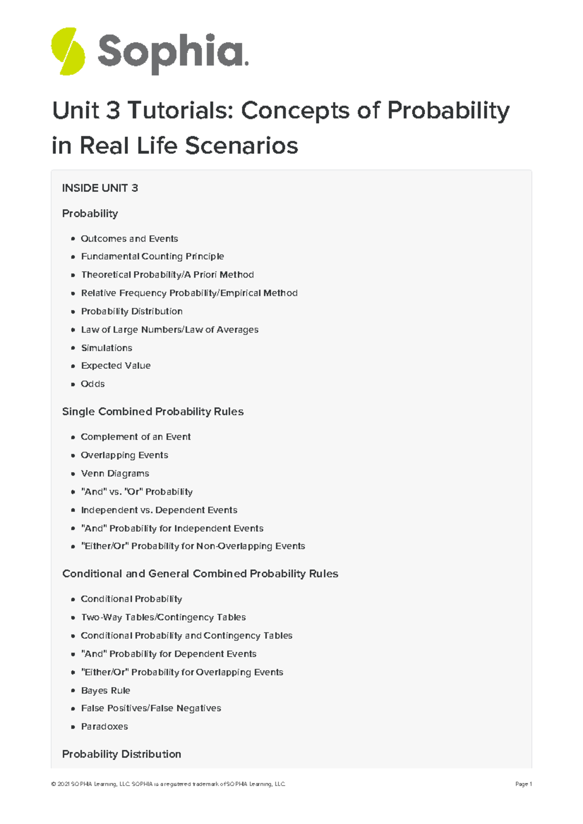 Unit 3 tutorials concepts of probability in real life scenarios - Unit ...