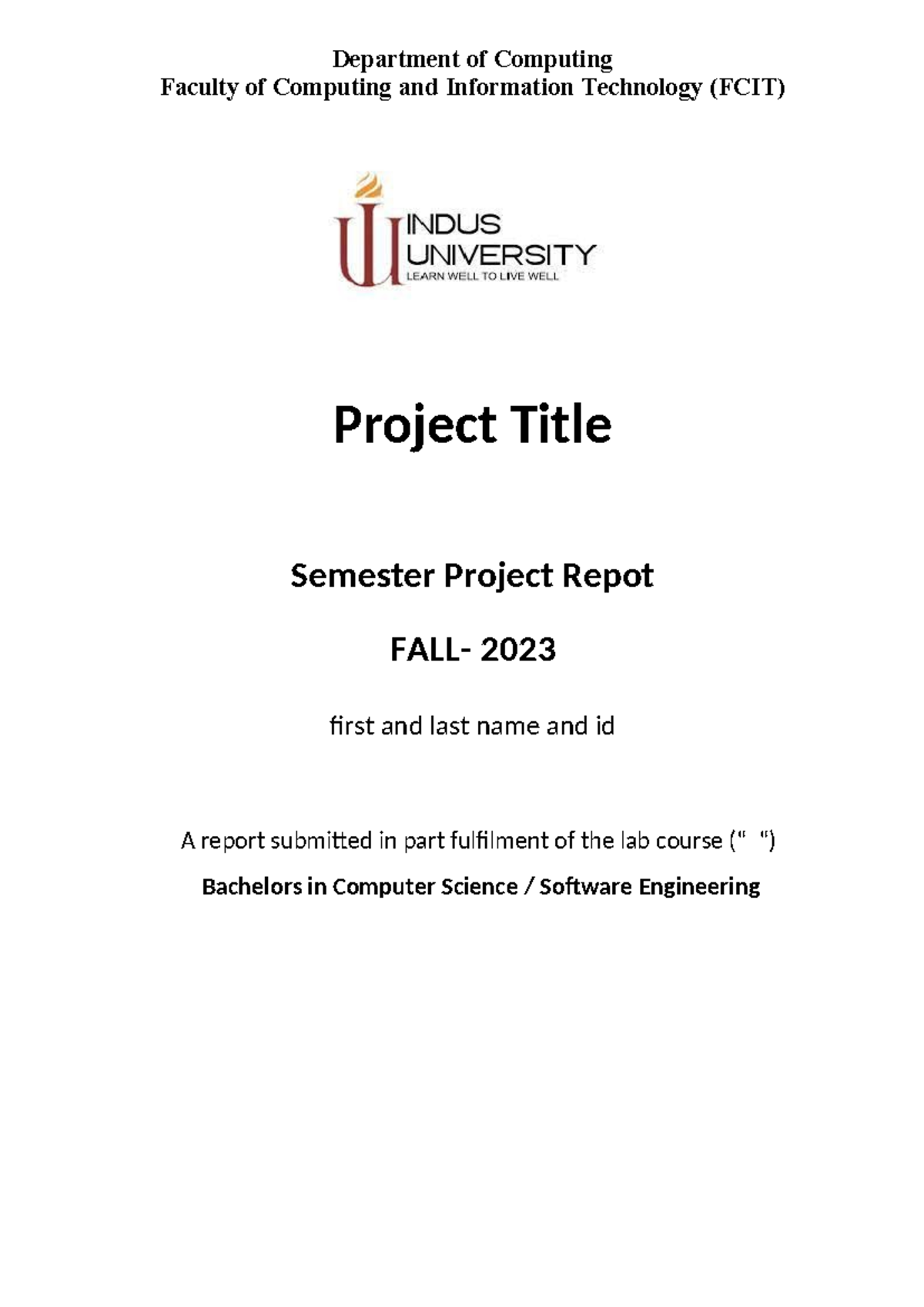Project Report Templet - Department of Computing Faculty of Computing ...
