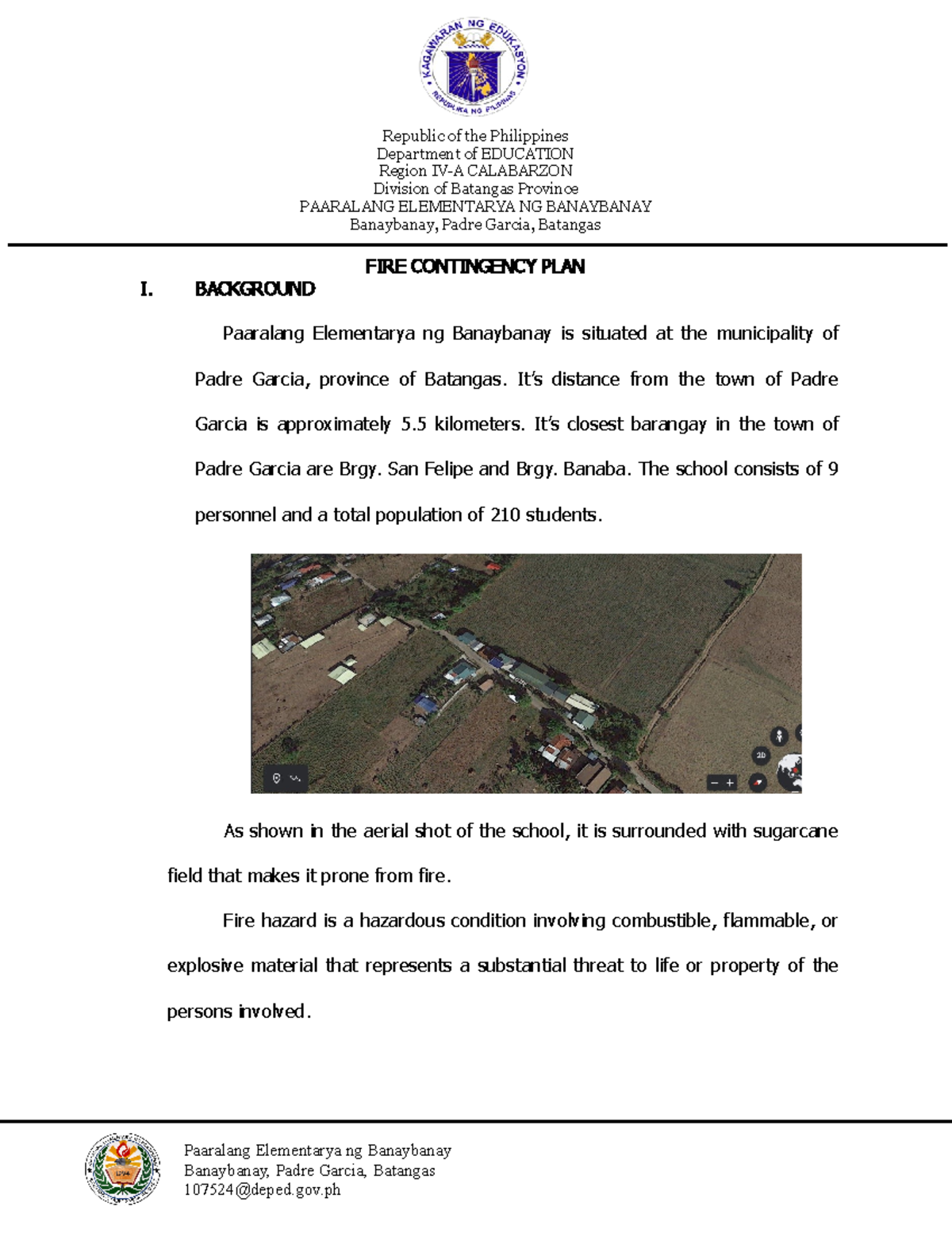 FIRE Contingency PLAN - Department of EDUCATION Region IV-A CALABARZON ...