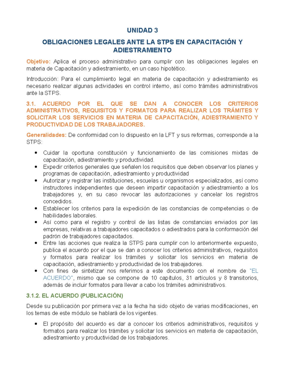 Diplomado Admón. R.H - UNIDAD 3 OBLIGACIONES LEGALES ANTE LA STPS EN CAPACITACIÓN Y ...