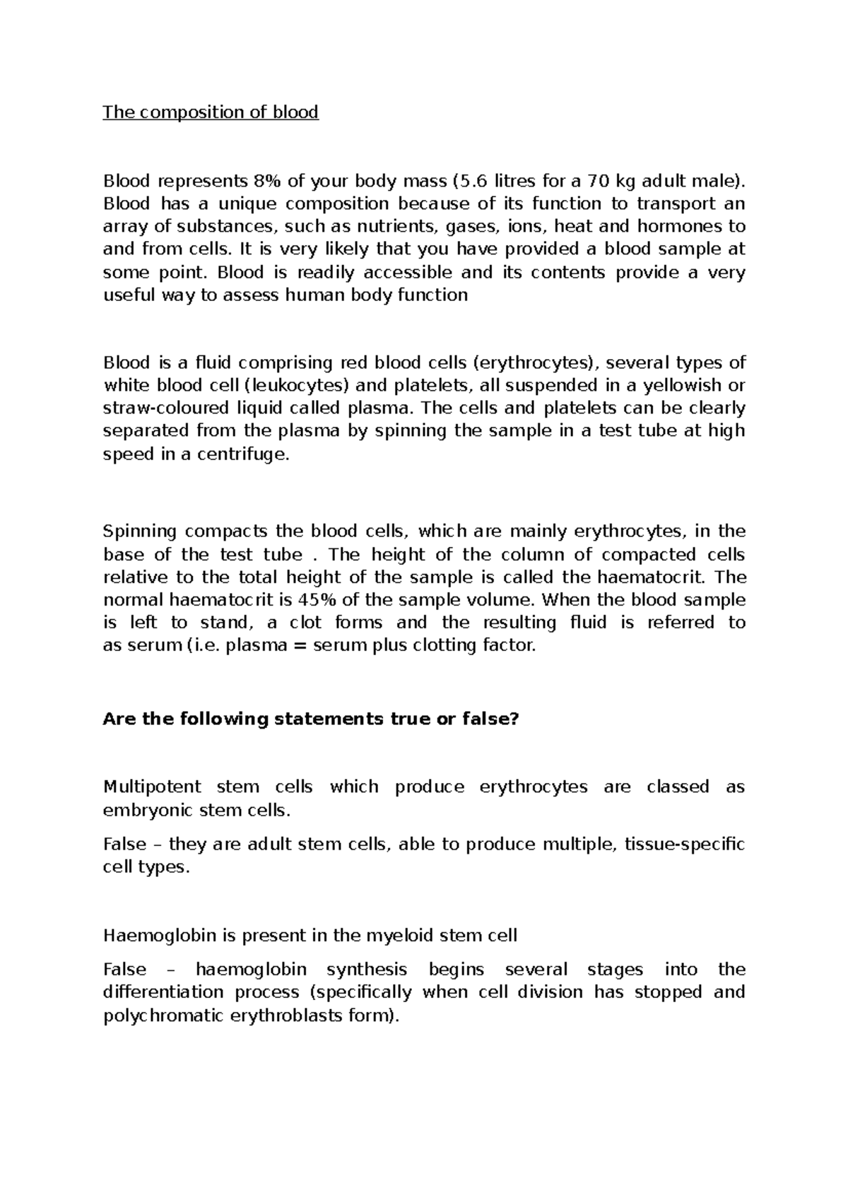 The composition of blood - The composition of blood Blood represents 8% ...