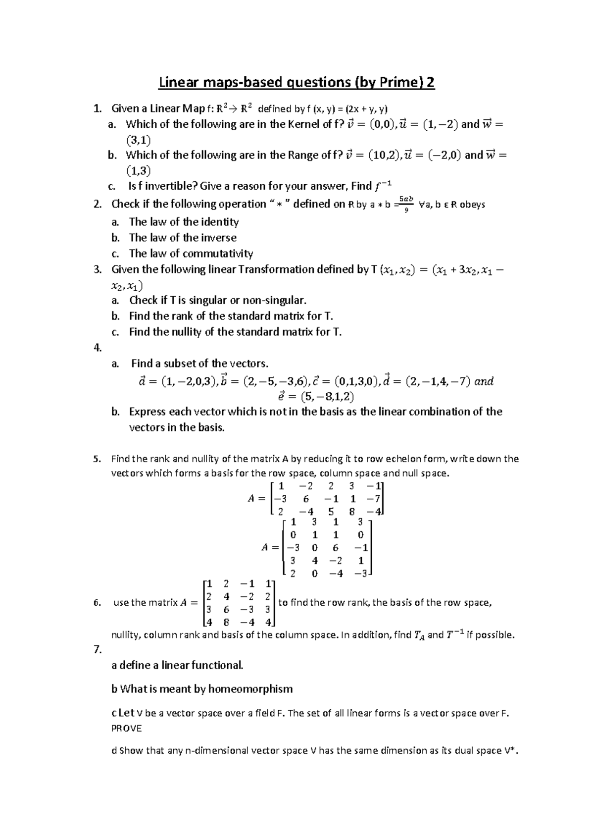 Linear maps based quesions 2nd edition - Linear maps-based questions ...