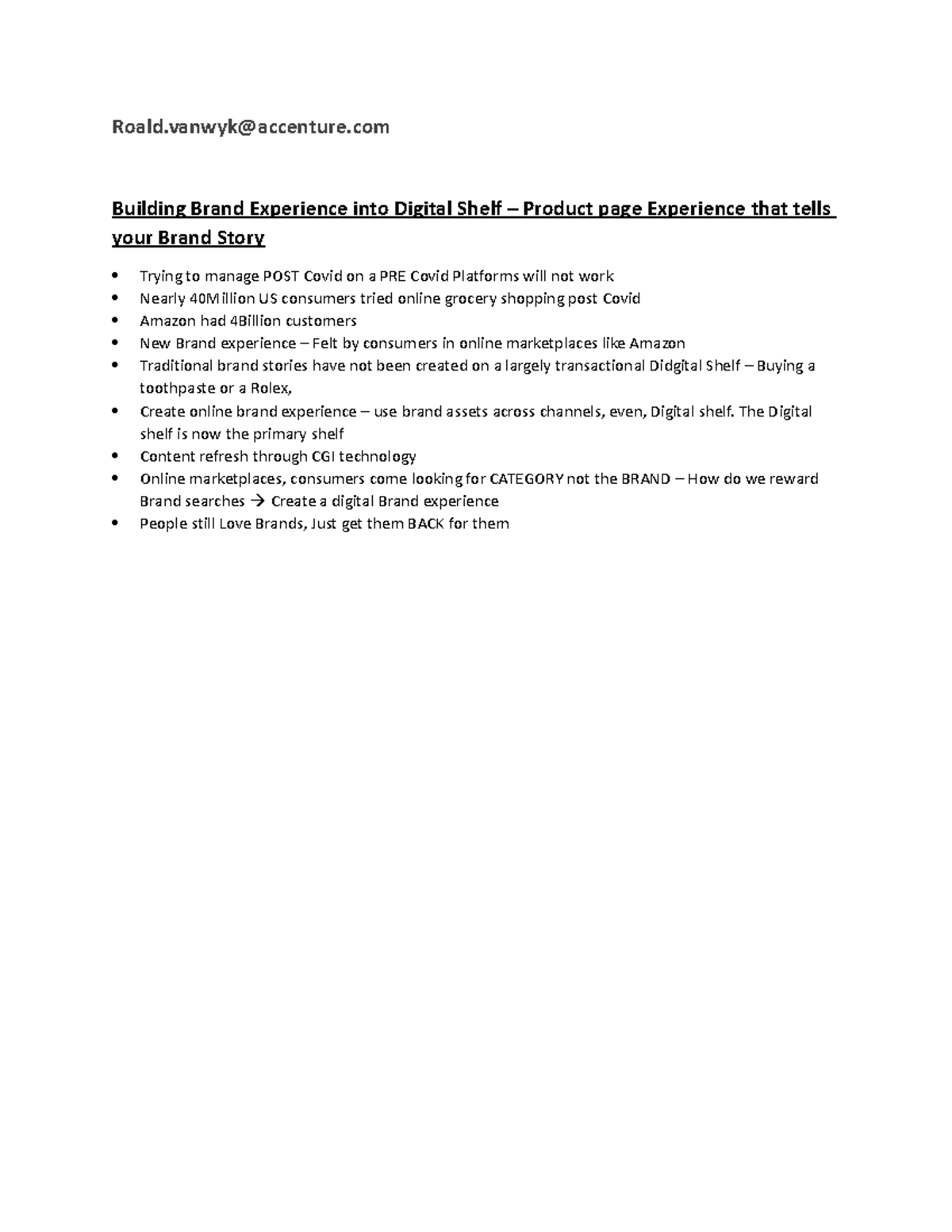 Building Brand Experience in Digital Marketplace - Roald@accenture ...