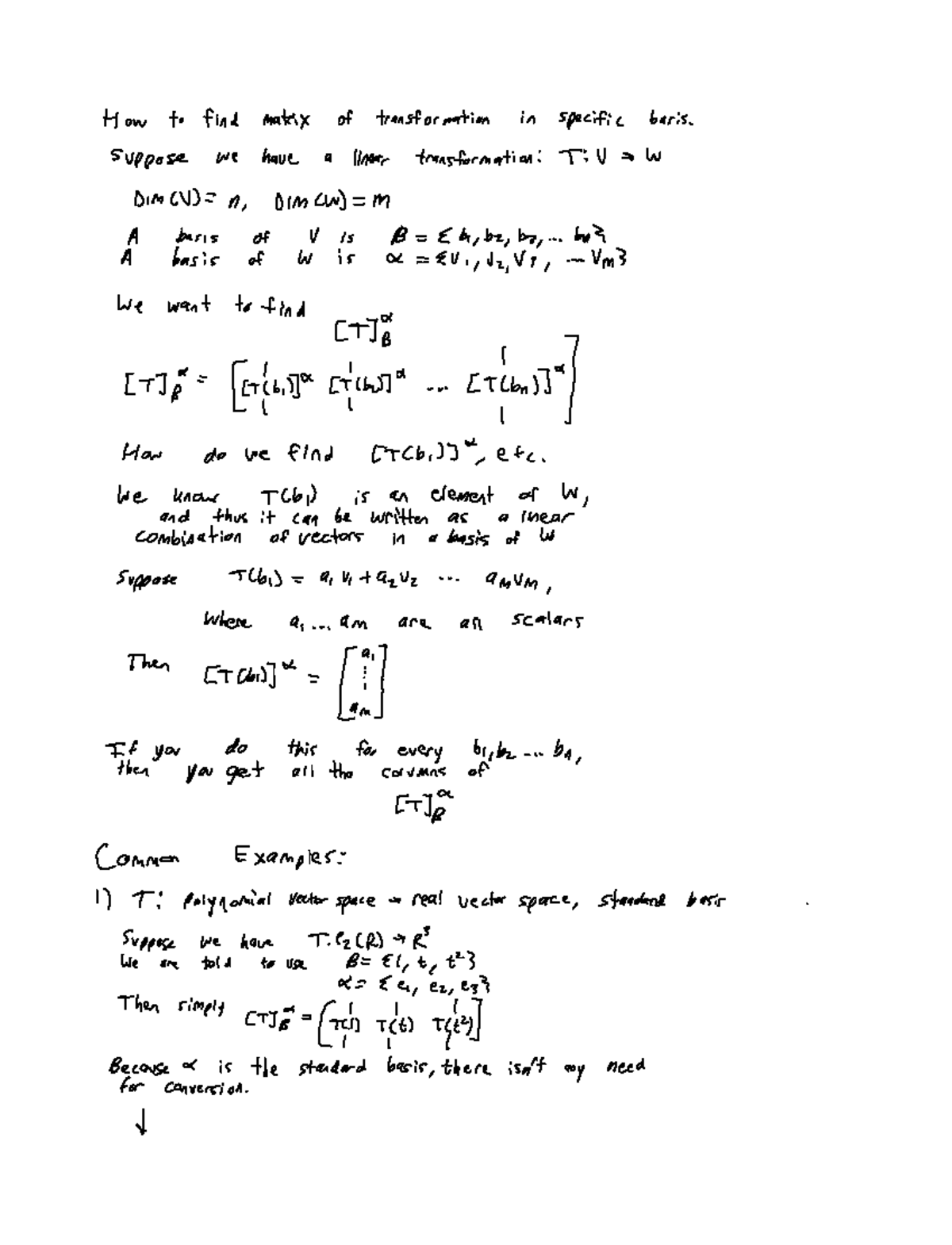 Matrix of Transformation - flow to find matrix of transformation in ...
