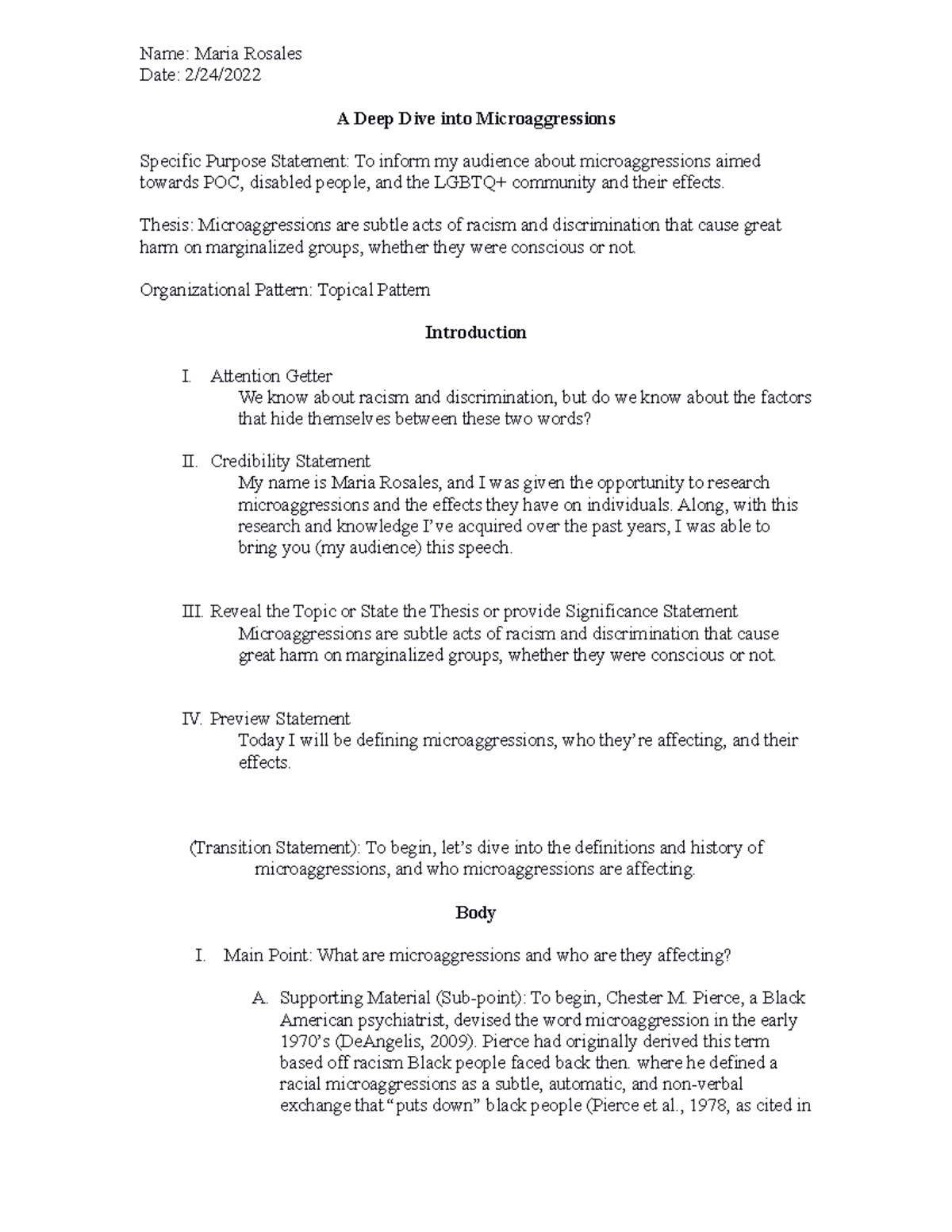 Sample Informative Speech Maria Rosales Informative Speech Outline(1 ...