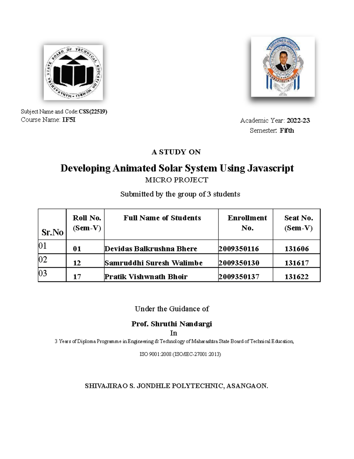 CSS Microproject (22519) - SHIVAJIRAO S. JONDHLE POLYTECHNIC, ASANGAON ...