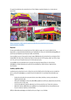 AM221 Canales de Distribución - Tarea Académica 2024 1 - Evidencia de aprendizaje Curso: AM221 ...