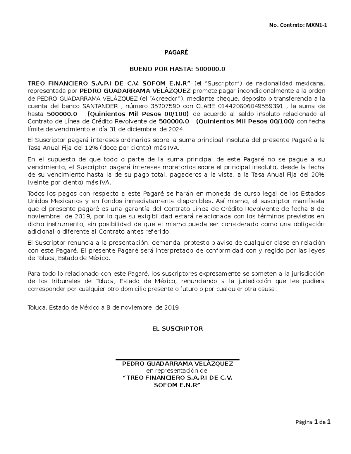 Pagaré TREO template 62ed57c7b7067 - No. Contrato: MXN1- PAGARÉ BUENO ...