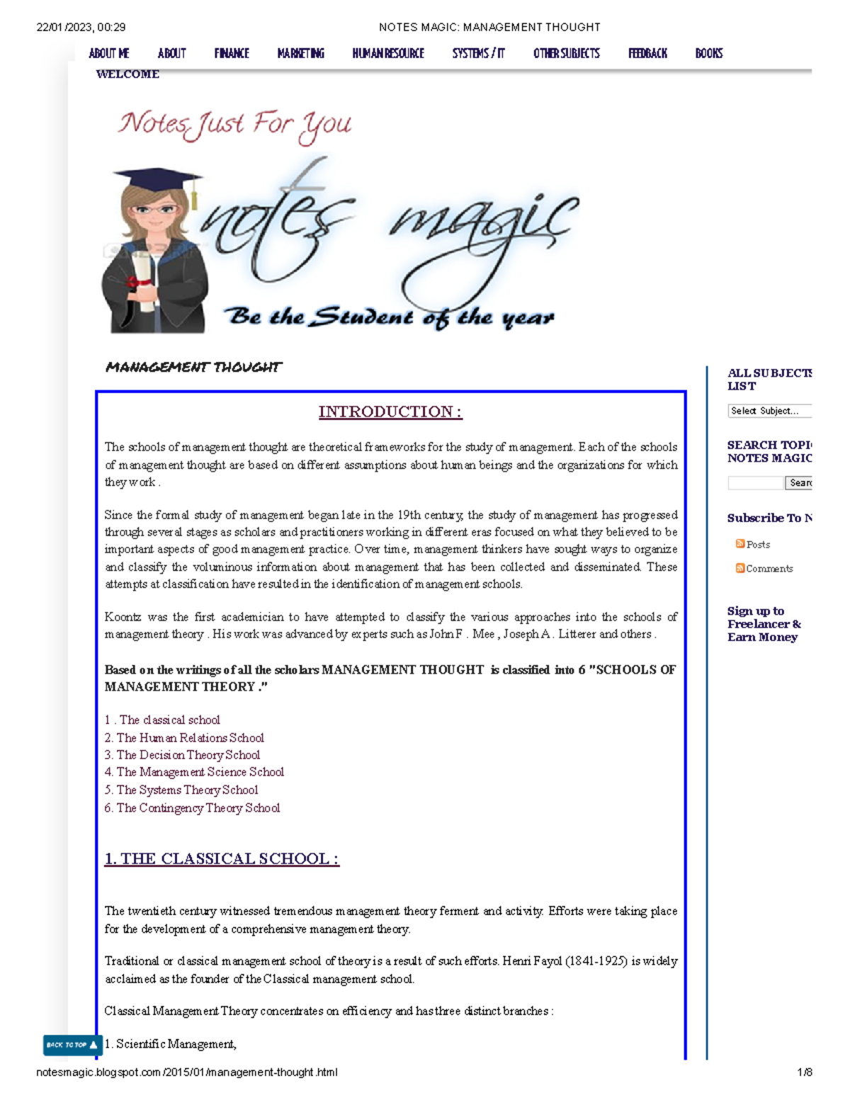Notes Magic Management Thought - WELCOME MANAGEMENT THOUGHT ...