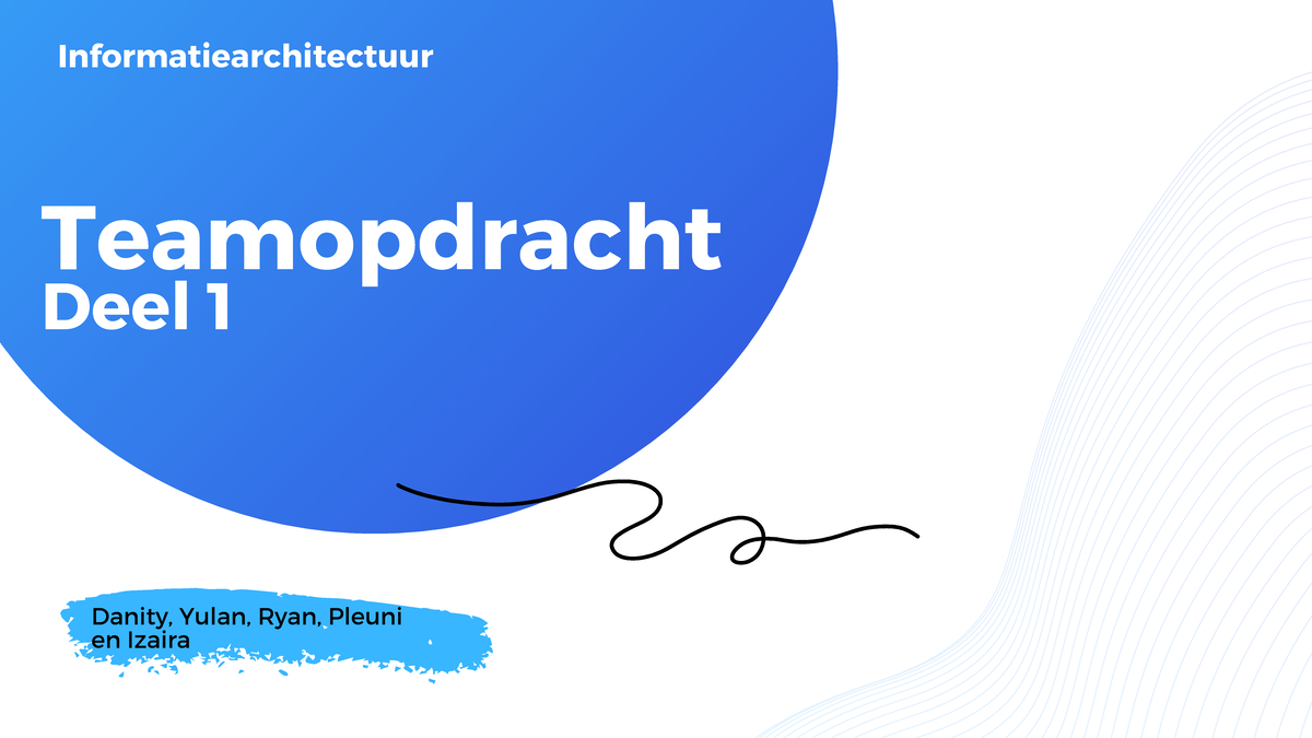 Informatiearchitectuur Teamopdracht Deel1 Team5 - Informatiearchitectuur Danity, Yulan, Ryan ...