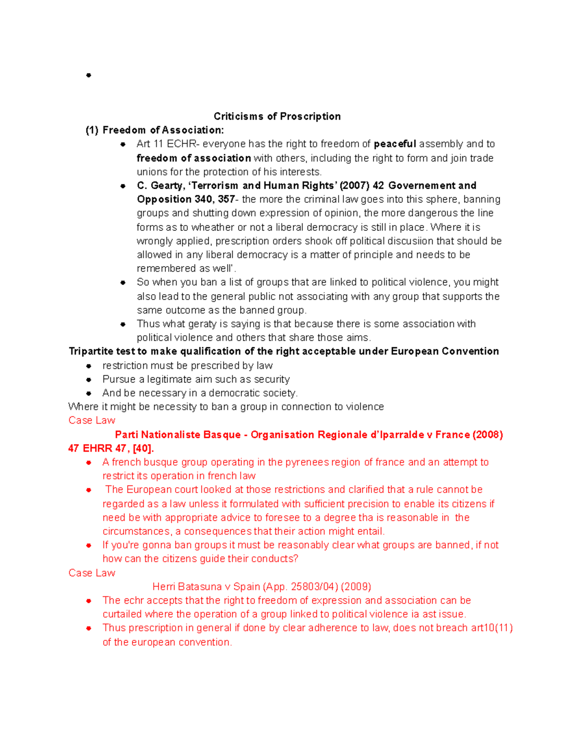 Criticisms of proscription - Criticisms of Proscription (1) Freedom of ...