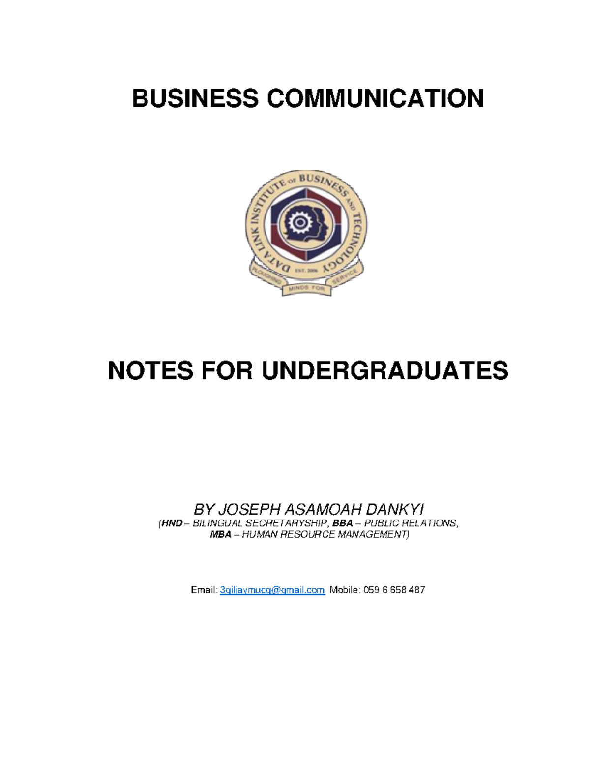Business Communication Notes - BUSINESS COMMUNICATION NOTES FOR ...