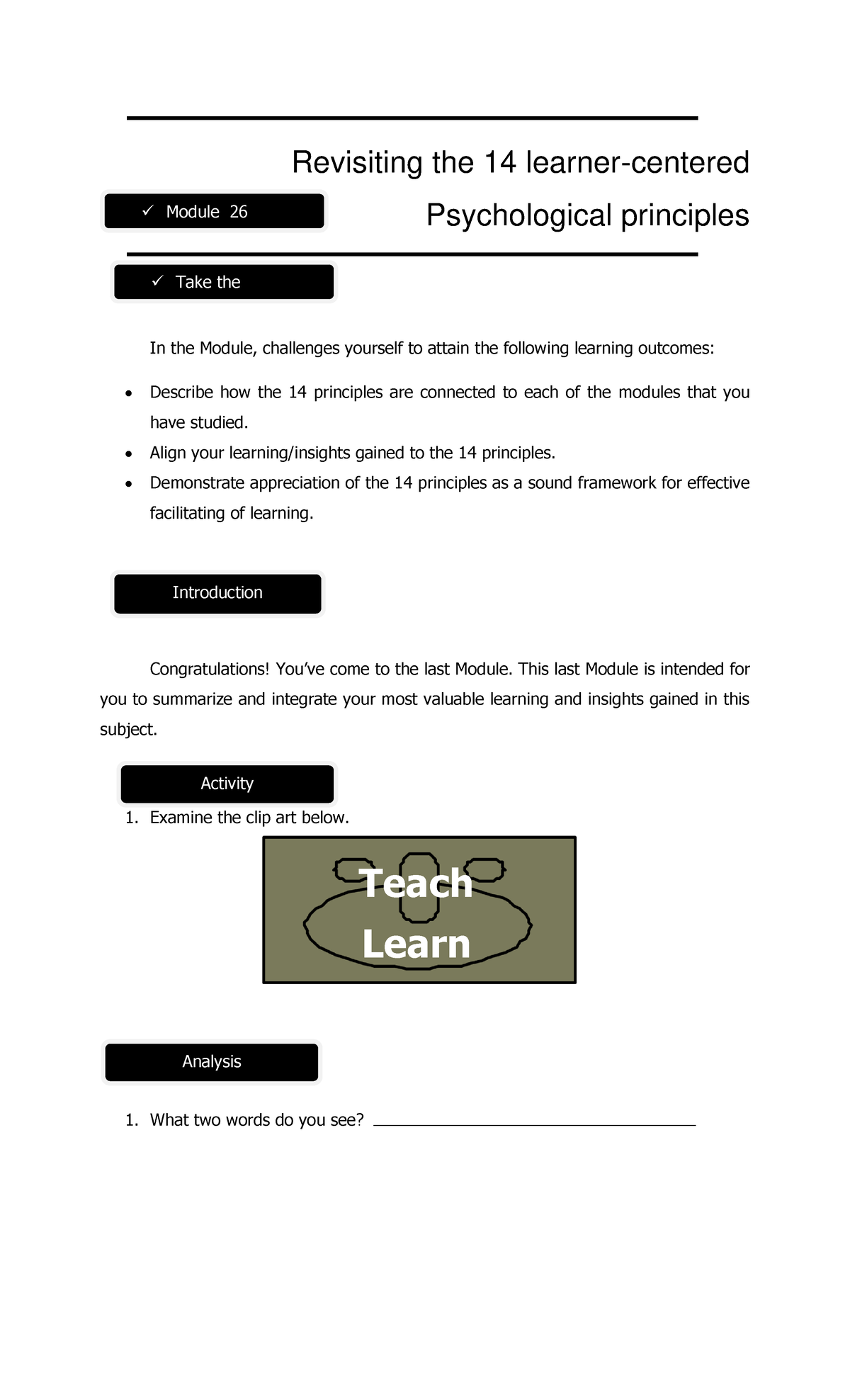 Module 26 Activity - /////// - Revisiting the 14 learner-centered ...