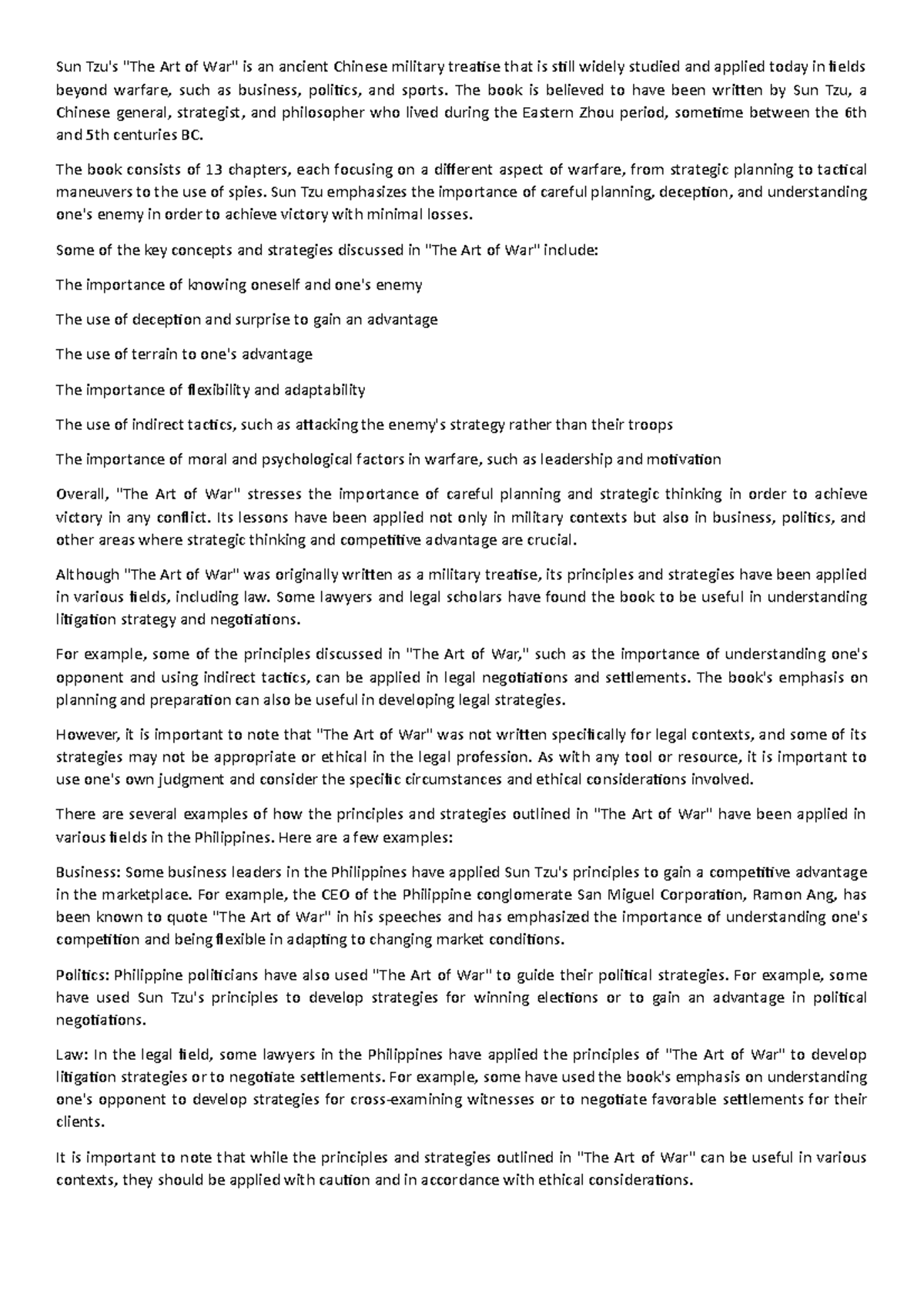 Sun Tzu - none - Sun Tzu's "The Art of War" is an ancient Chinese ...