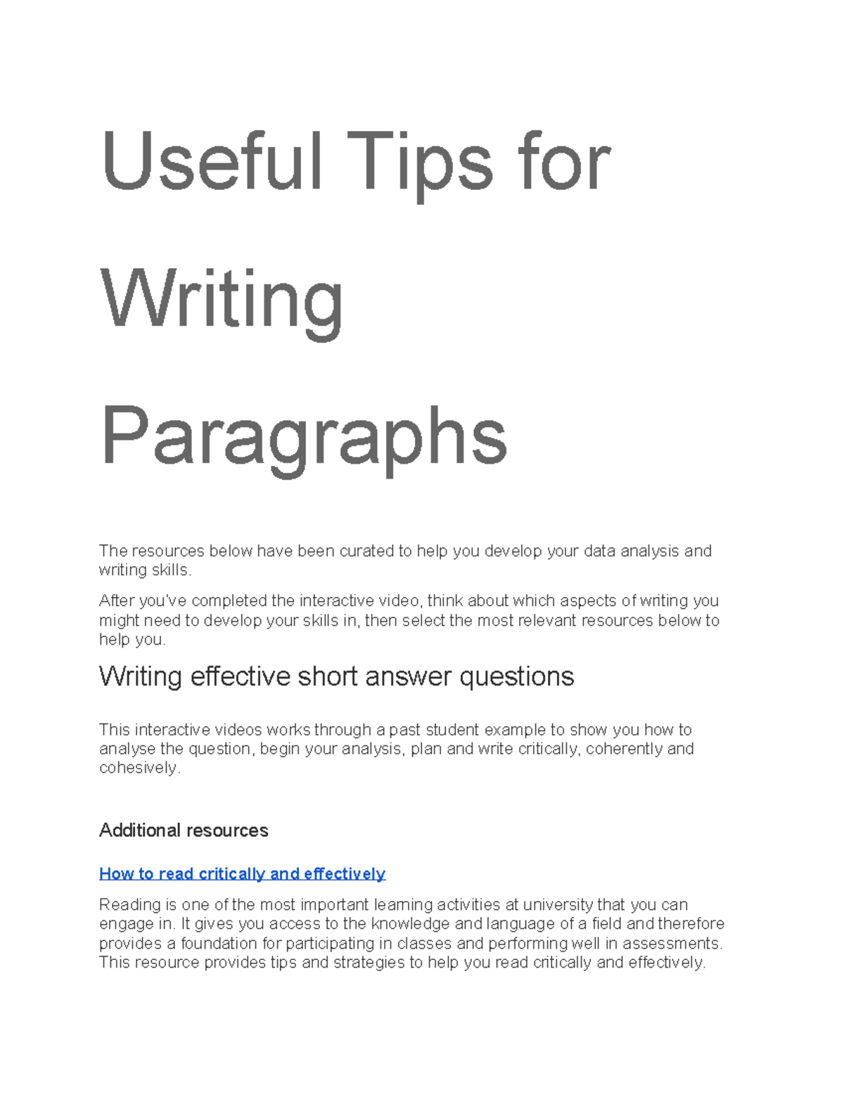 Useful Tips for Writing Paragraphs - Useful Tips for Writing Paragraphs ...