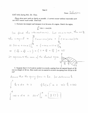 Calc II Practice Test (Second Half Calc II) - MAT 1413 - Studocu