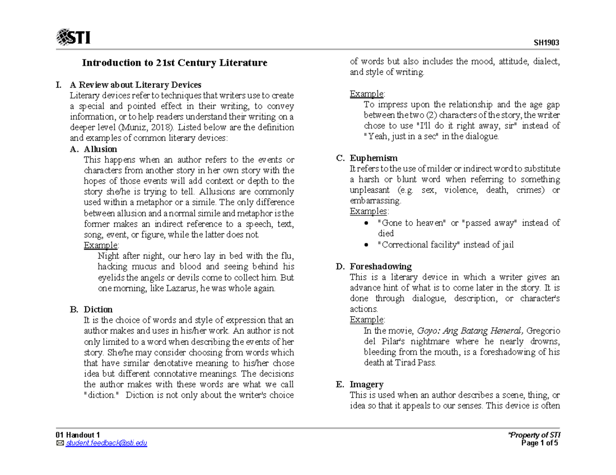 01 Handout 1 20 21st Century Module 1 01 Handout 1 Property Of Sti Introduction To 21st