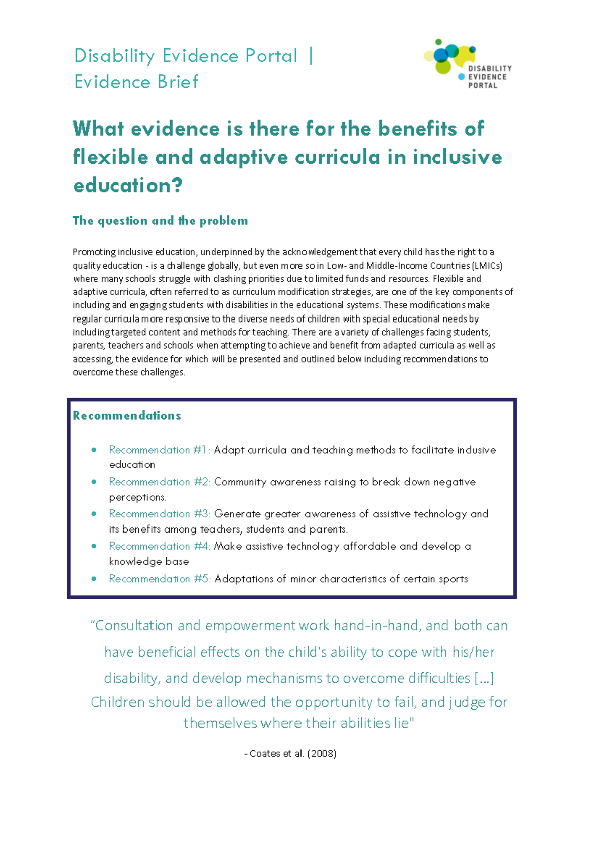 DEP Evidence Brief Flexible Curricula - Disability Evidence Portal ...