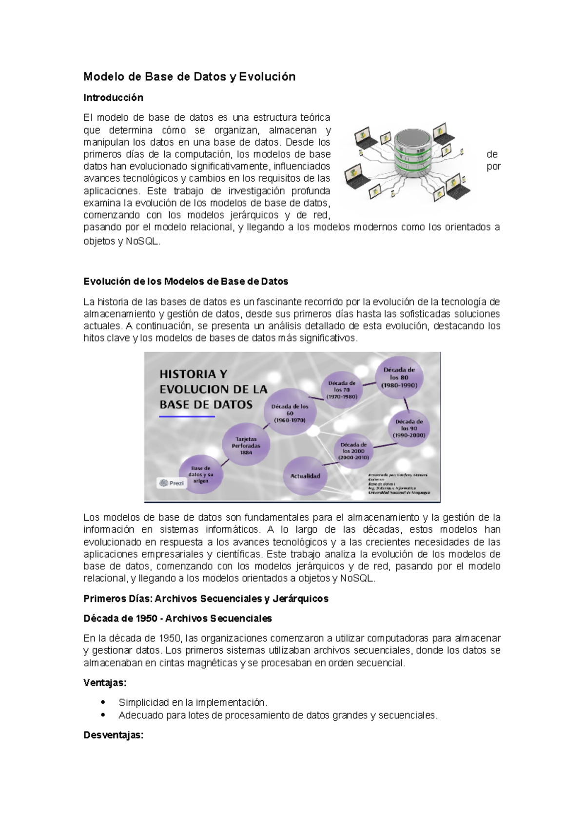 Modelo BD y evolucion - Modelo de Base de Datos y Evolución Introducción El modelo de base de ...
