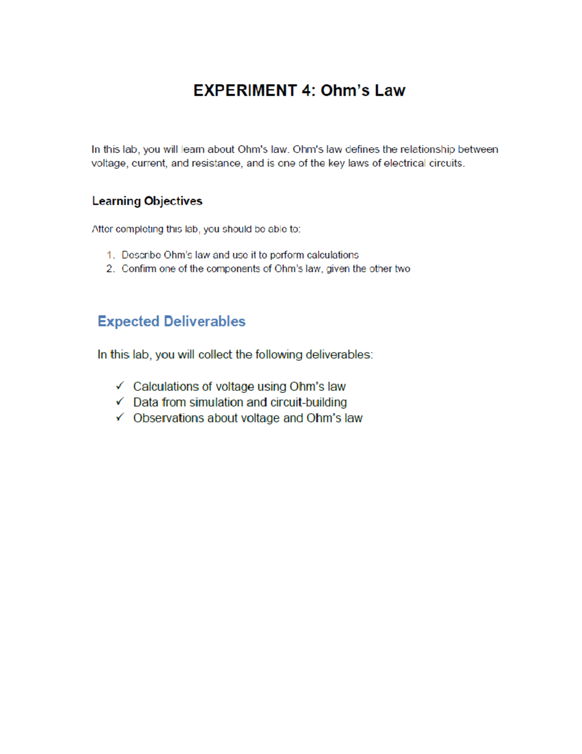 Experiment 4 OHM'S LAW - Lecture about ohms law - Chemical Engineering ...