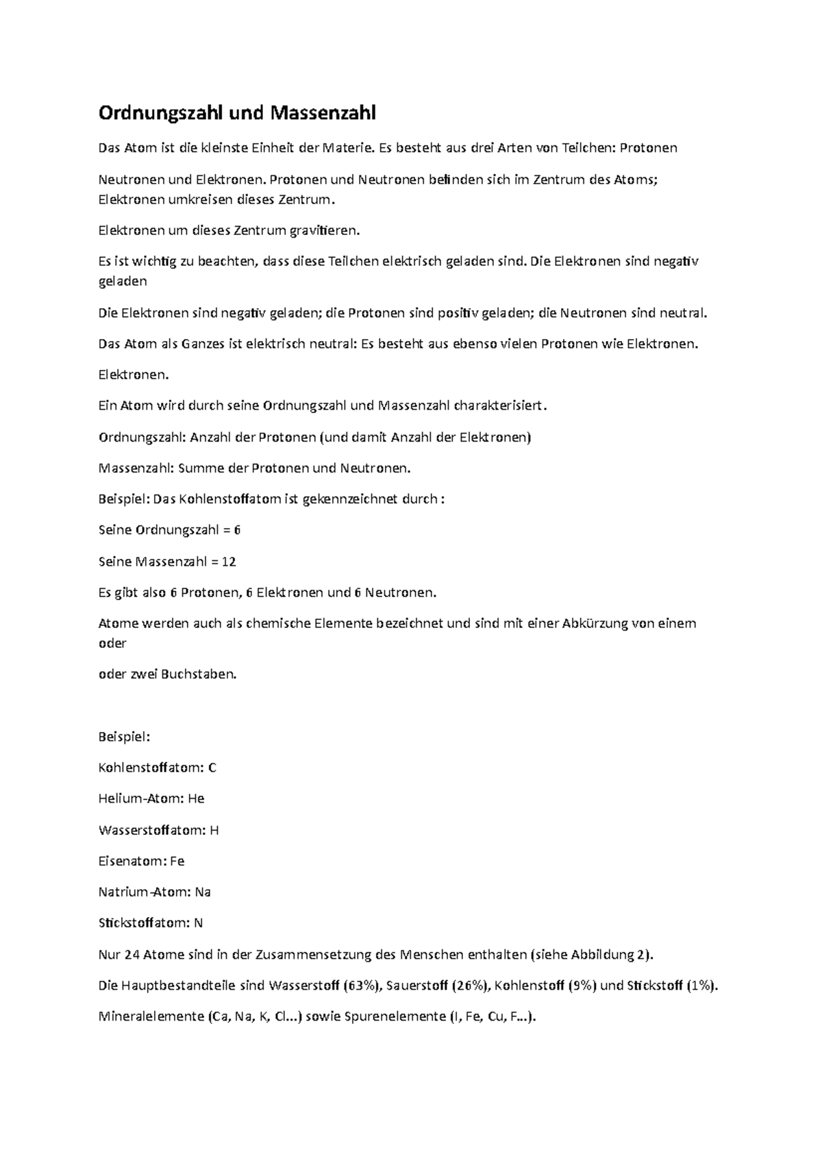 Ordnungszahl und Massenzahl - Es besteht aus drei Arten von Teilchen ...