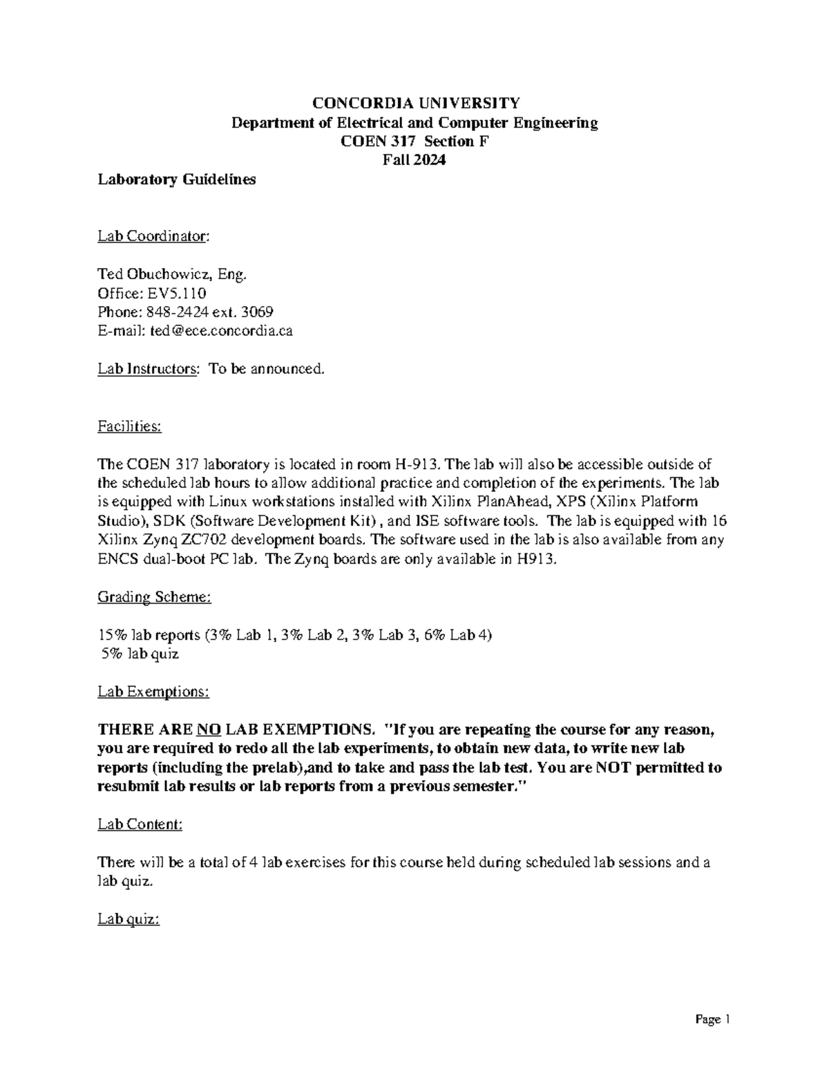 Lab Guidelines + Report Instructions - CONCORDIA UNIVERSITY Department ...