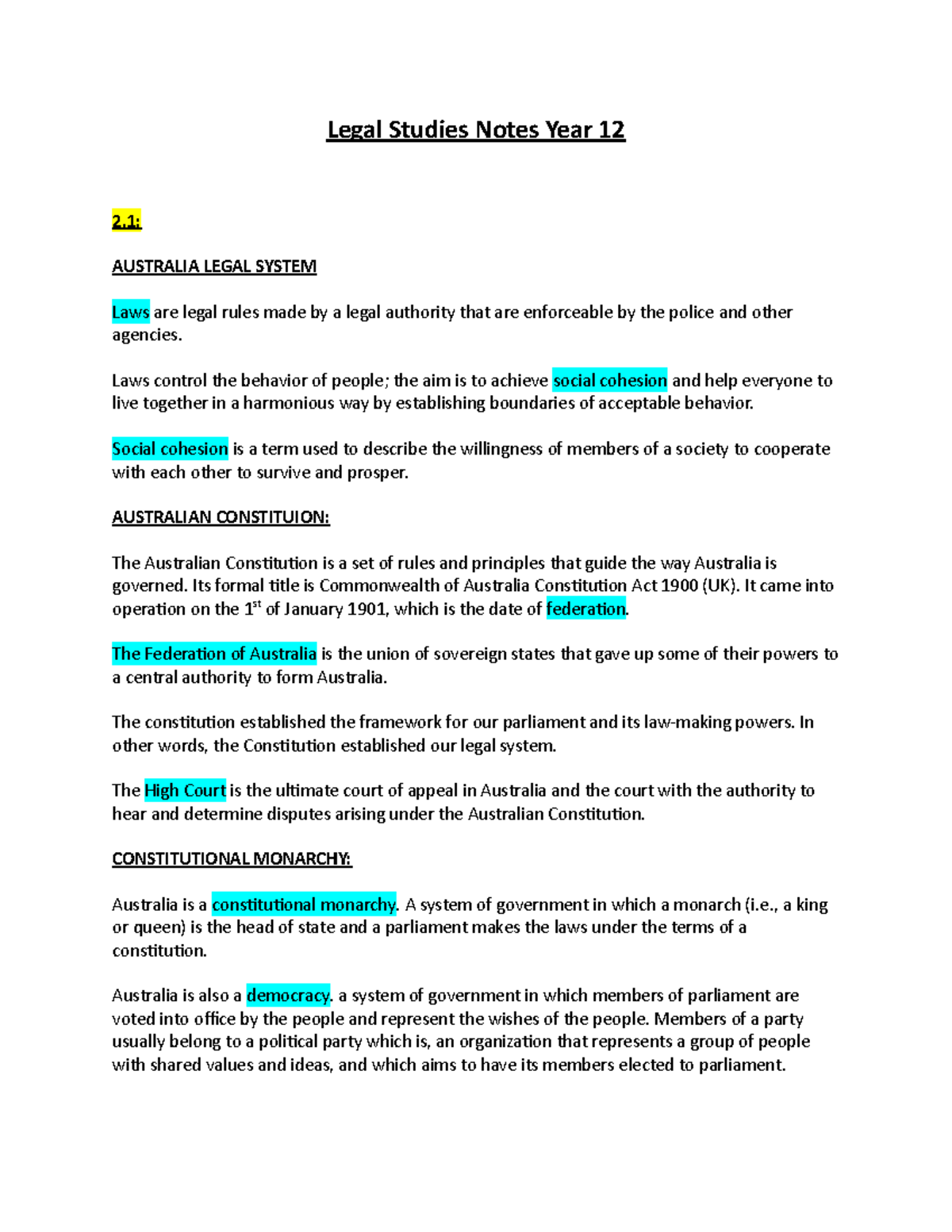 Holiday notes - Thats the summaries - Law - Legal Studies Notes Year 12 ...