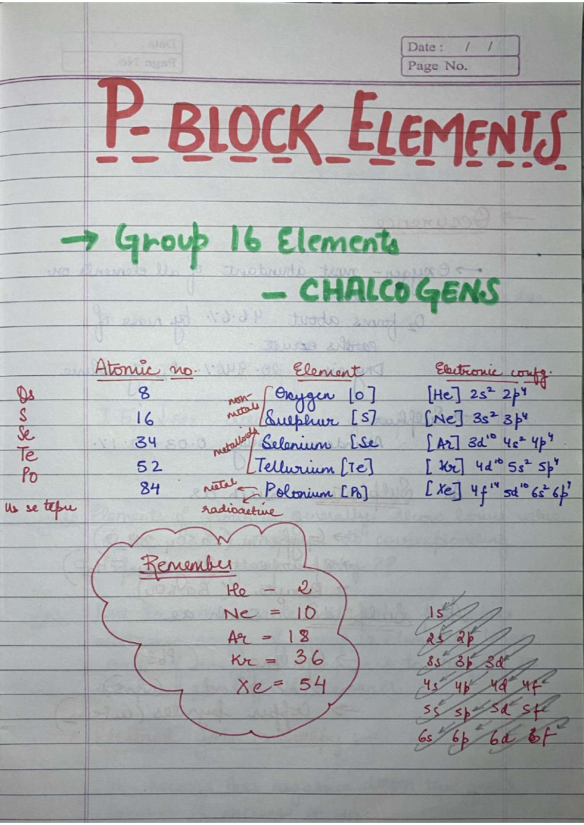 P block elements - notes - Chemistry SL - Studocu